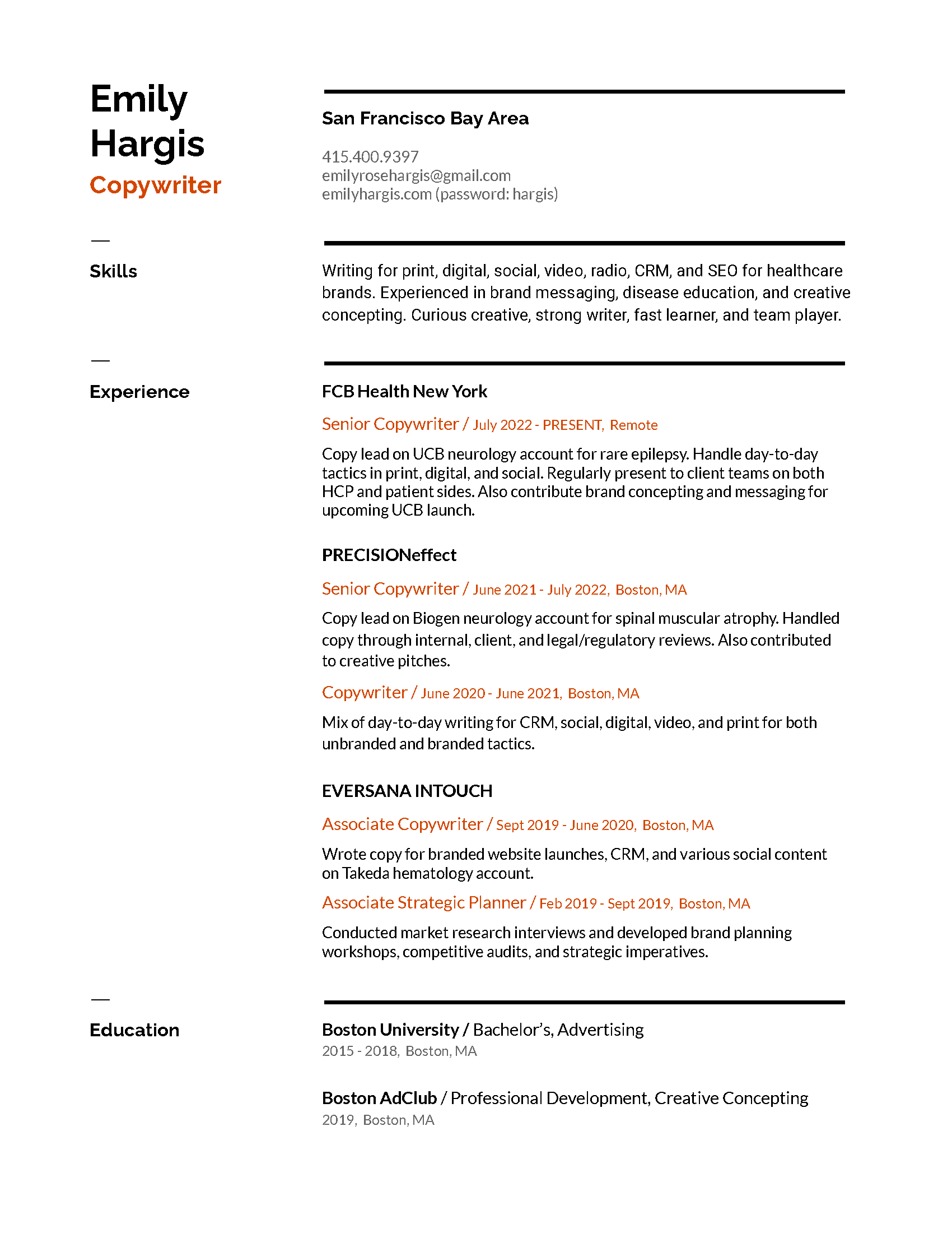 Resume — Emily Hargis