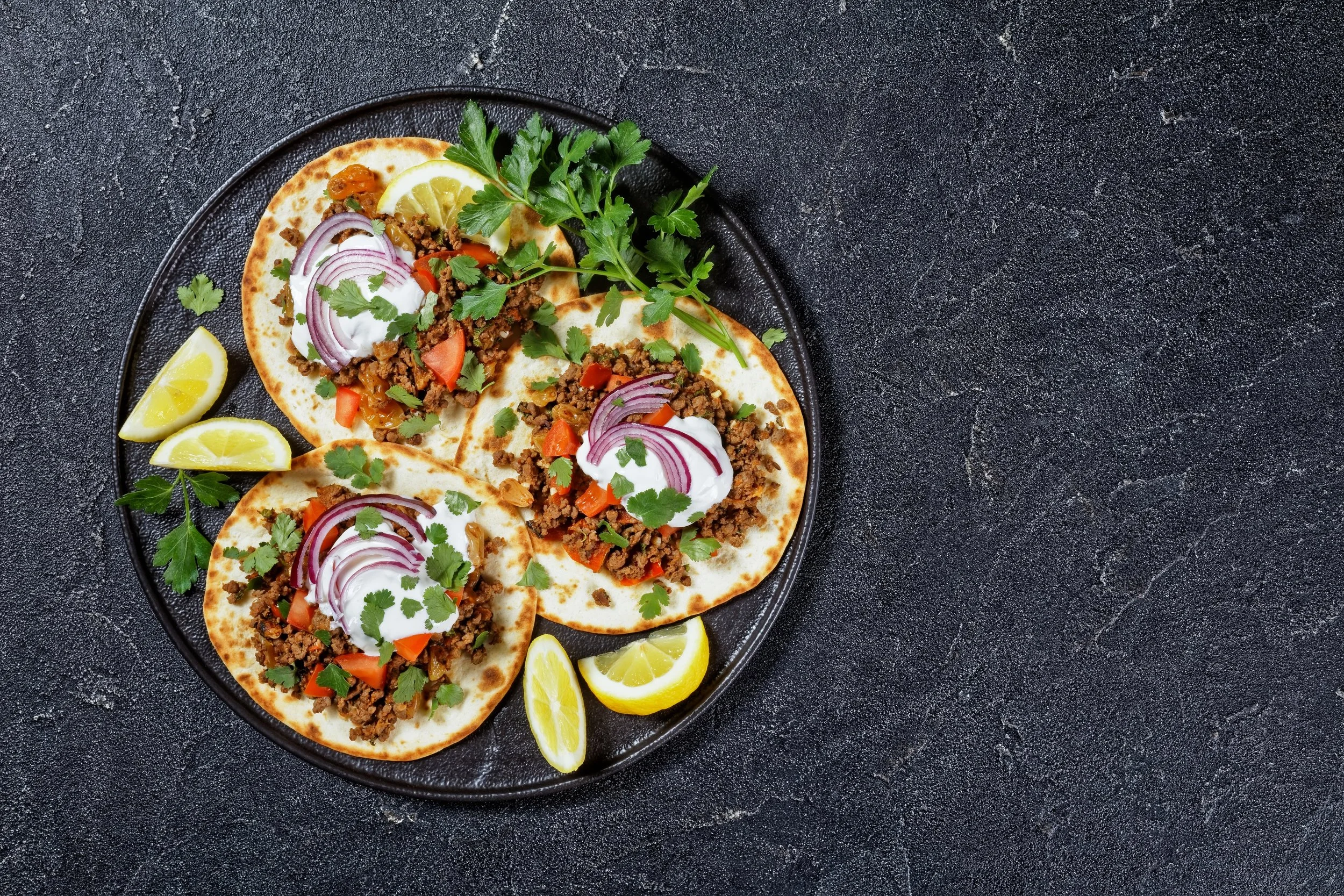 Lahm bi Ajeen with Garlic Yogurt | Easy Lebanese Flatbread Recipe ...