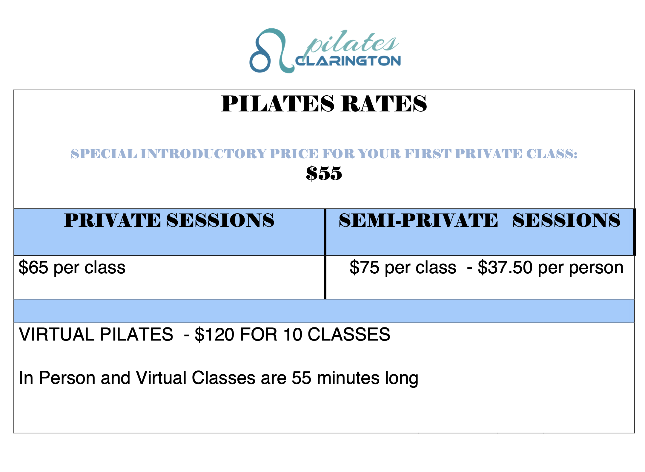 Our Fees — Pilates Clarington