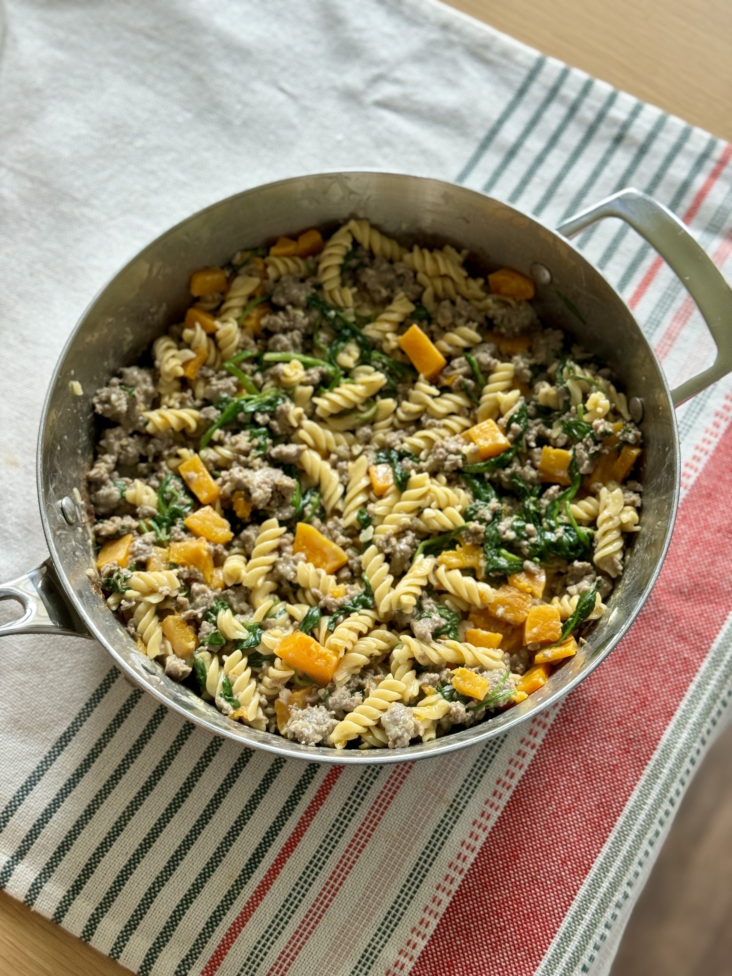 Sausage Butternut Spinach Creamy Pasta — Baylie Mindset Mentor