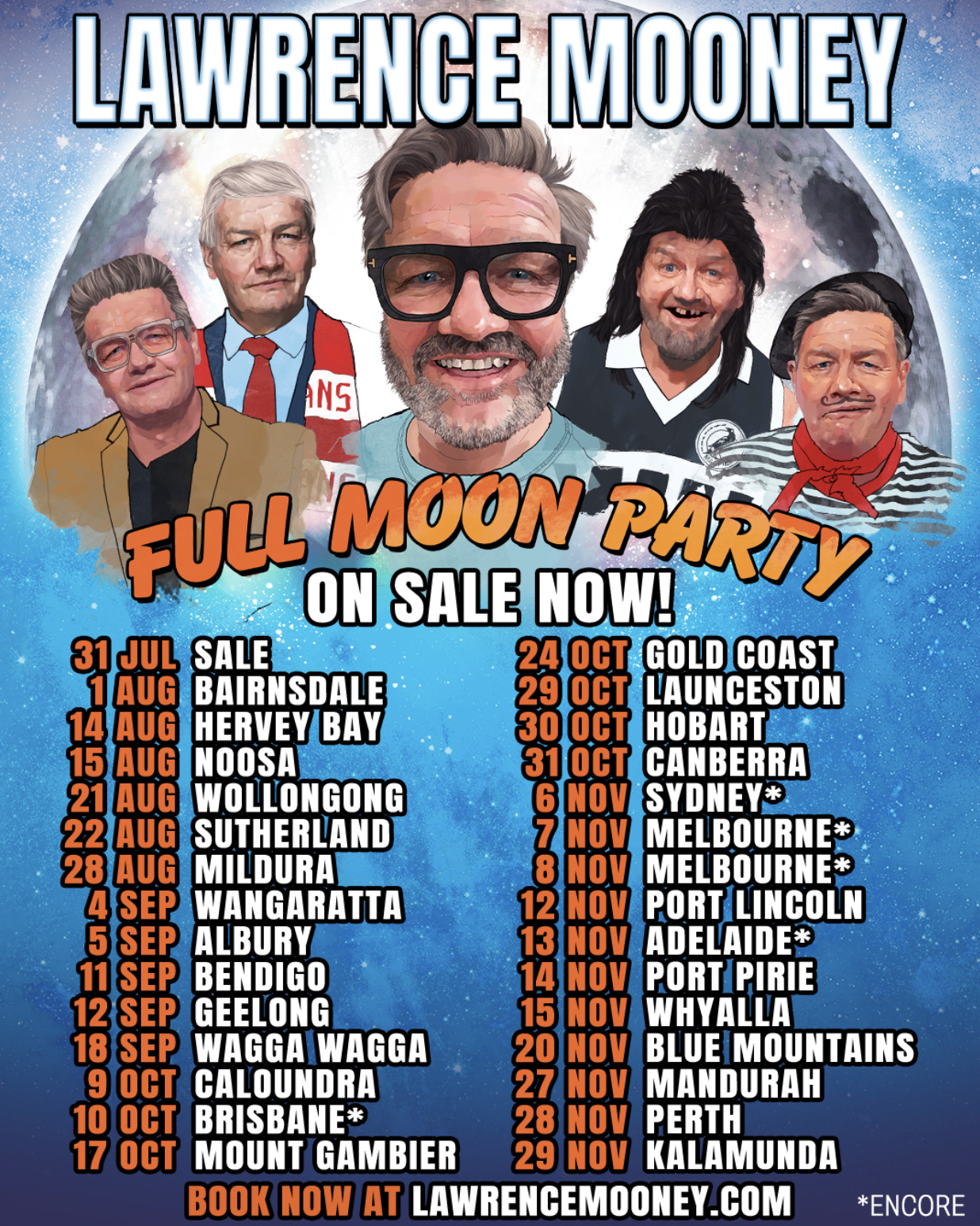 Tickets for Lawrence Mooney’s ‘Full Moon Party’ Australian Tour 2026 On ...