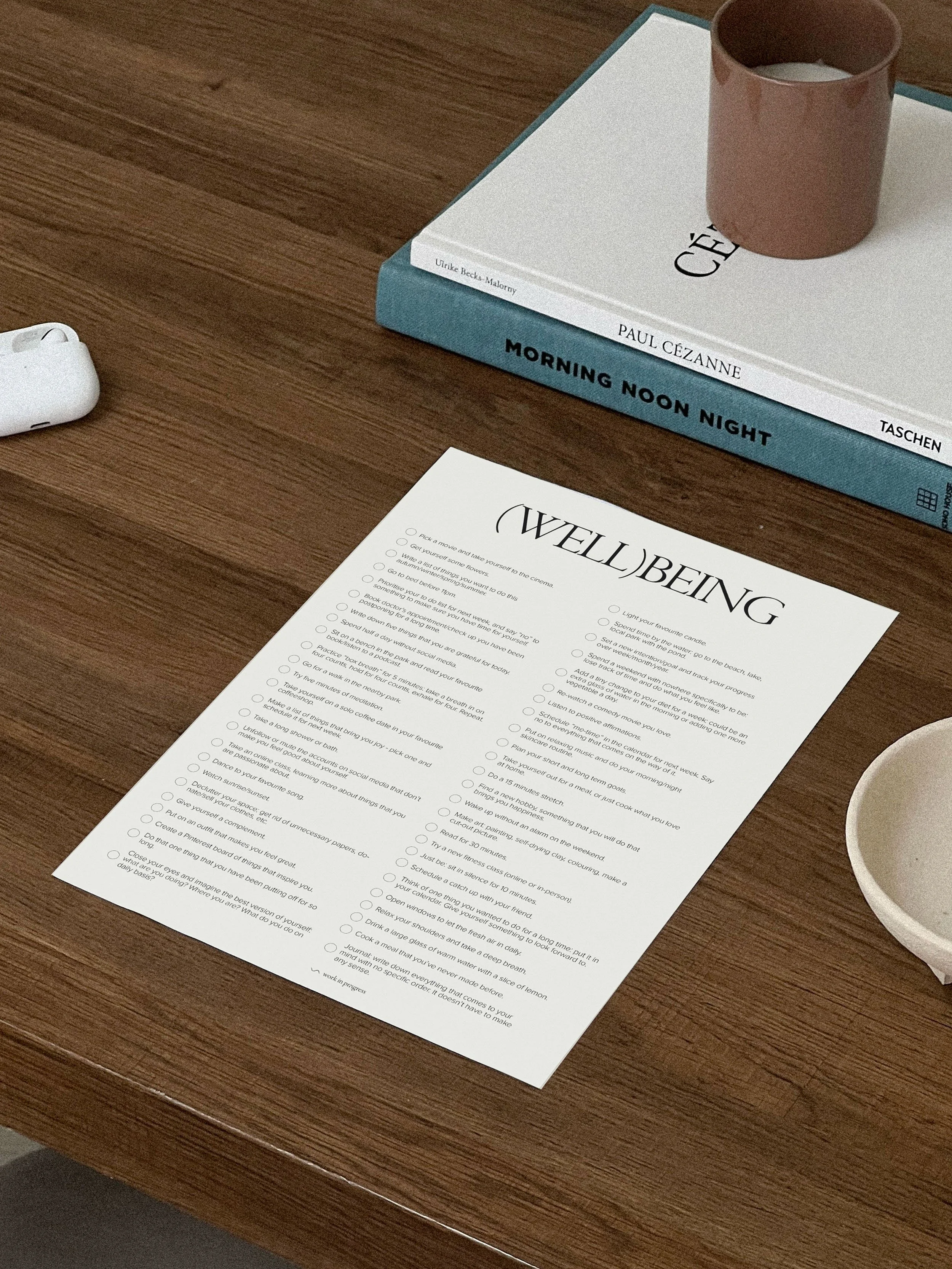 Reset: 50 self-care ideas checklist — work in progress Reset: 50 self-care ideas checklist — work in progress