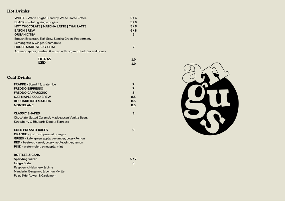Menu — Angus Marrickville