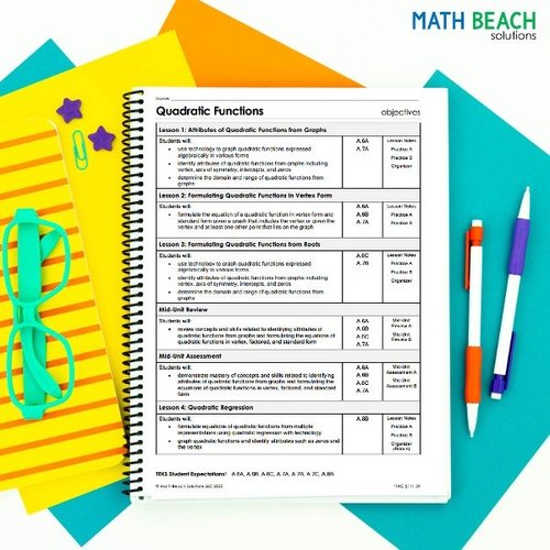 Texas Algebra 1 Curriculum — Math Beach Solutions