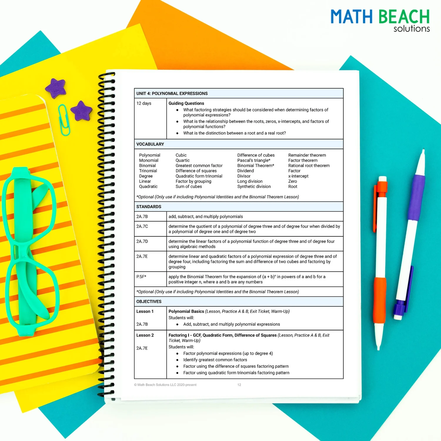 Texas Algebra 2 Curriculum — Math Beach Solutions
