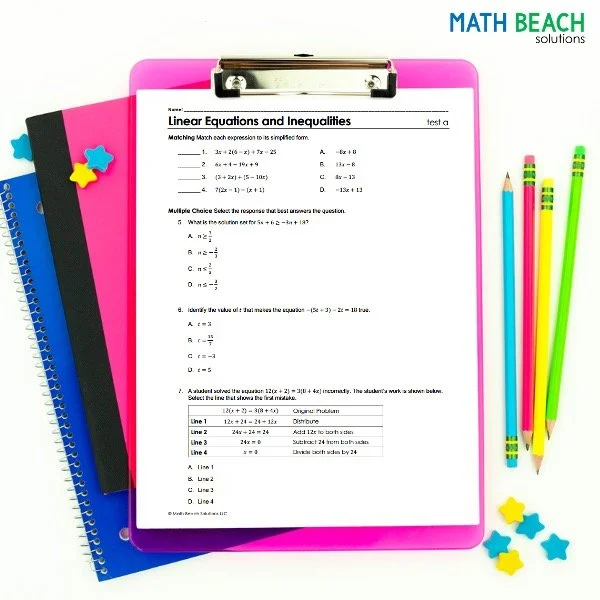 Texas Algebra 1 Curriculum — Math Beach Solutions
