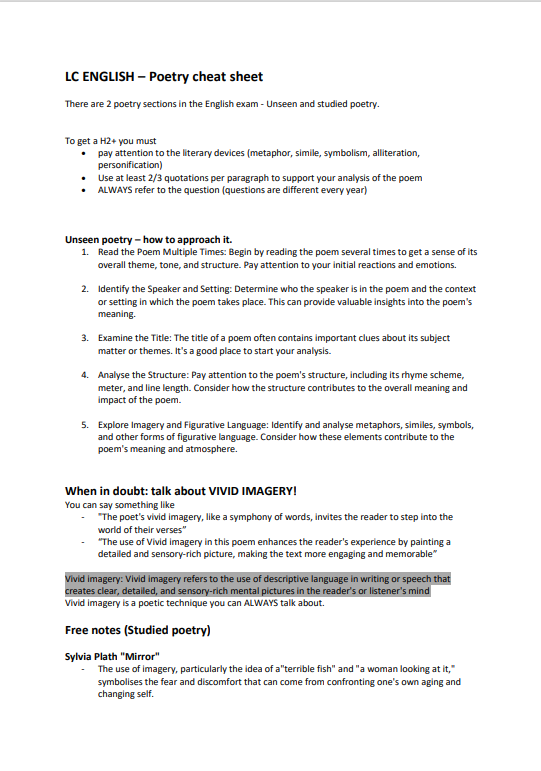 LC English Cheat Sheet — Elevation Education