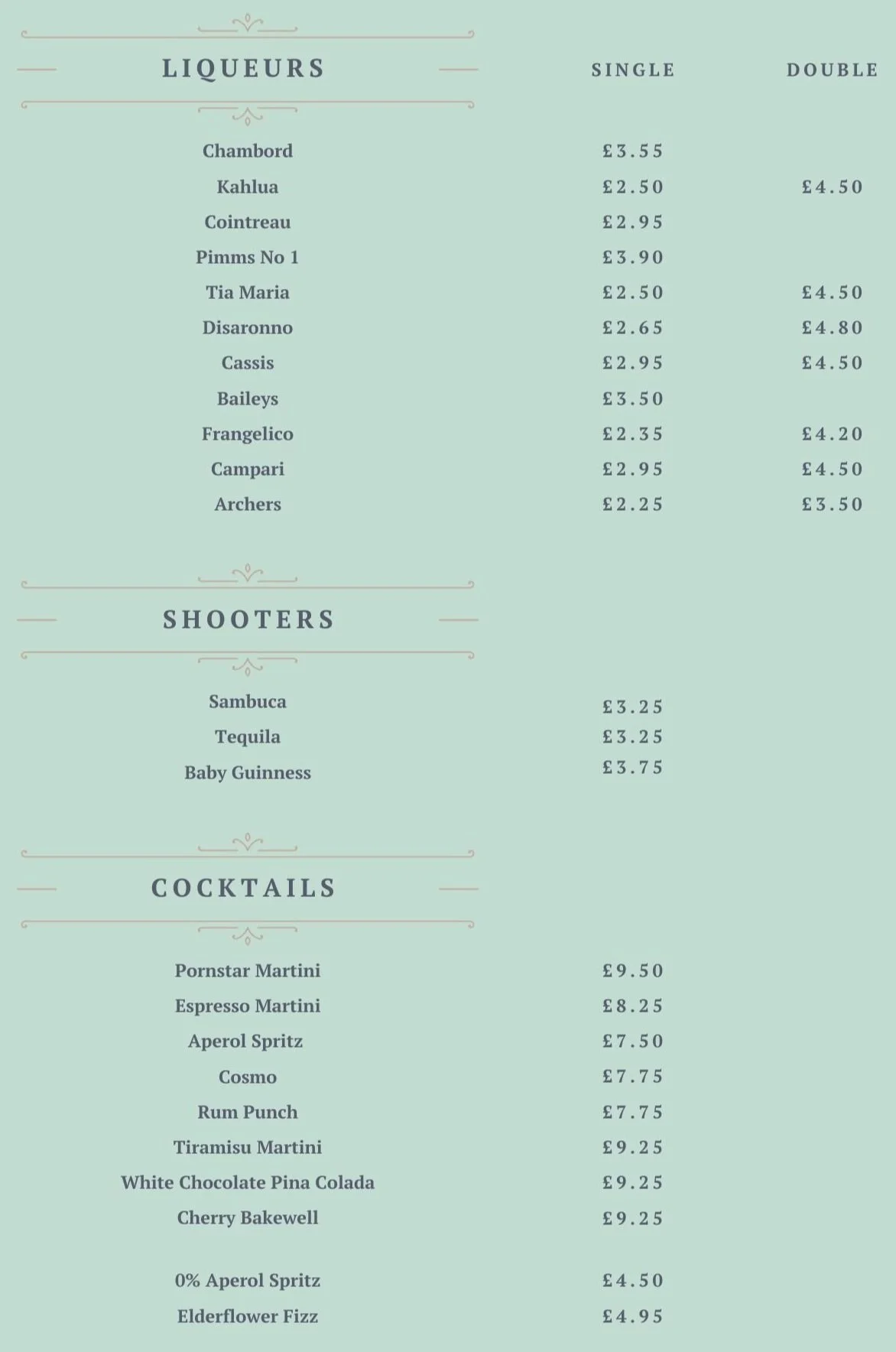 Drinks — The Bell & Cross Clent