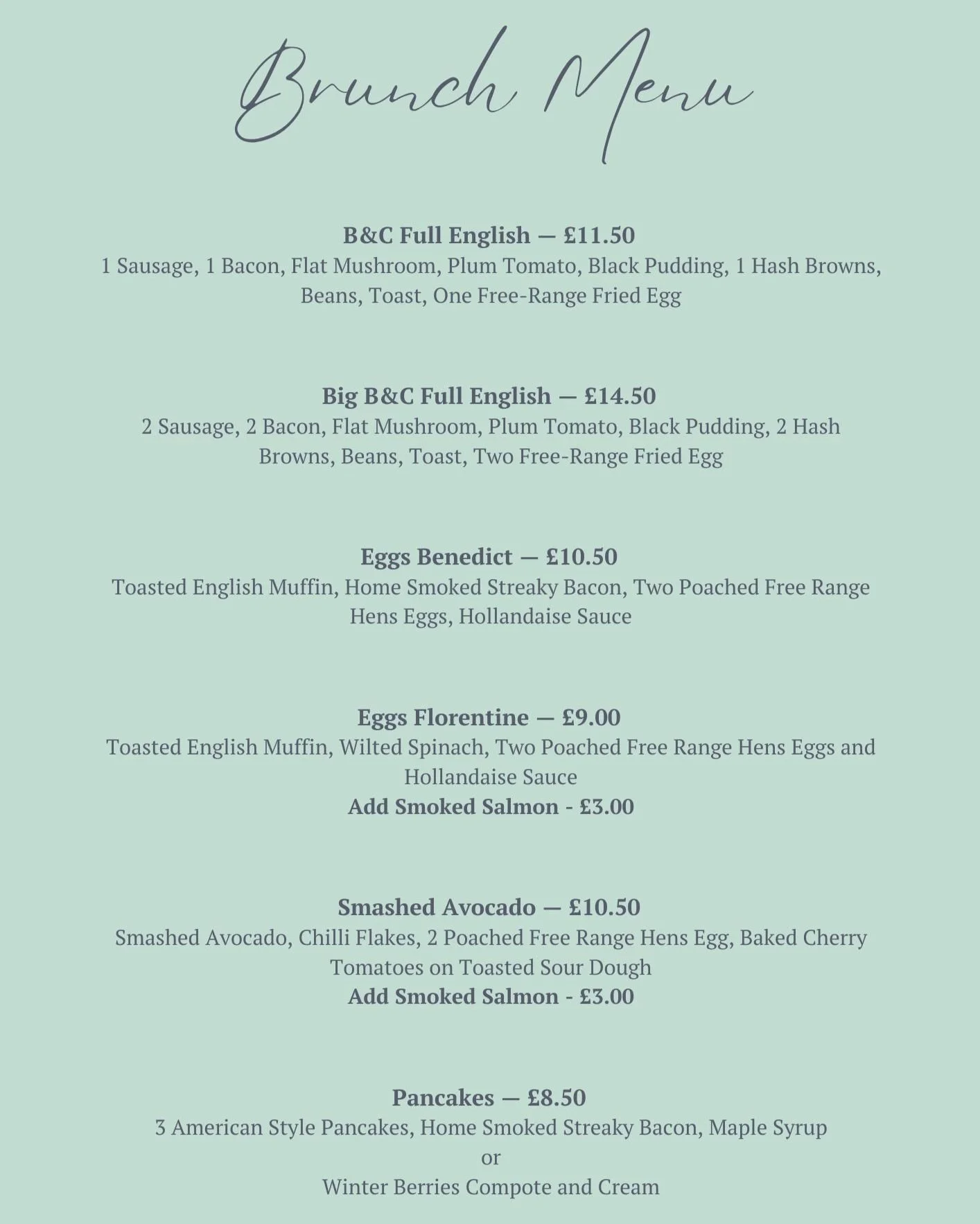 Saturday Brunch — The Bell & Cross Clent