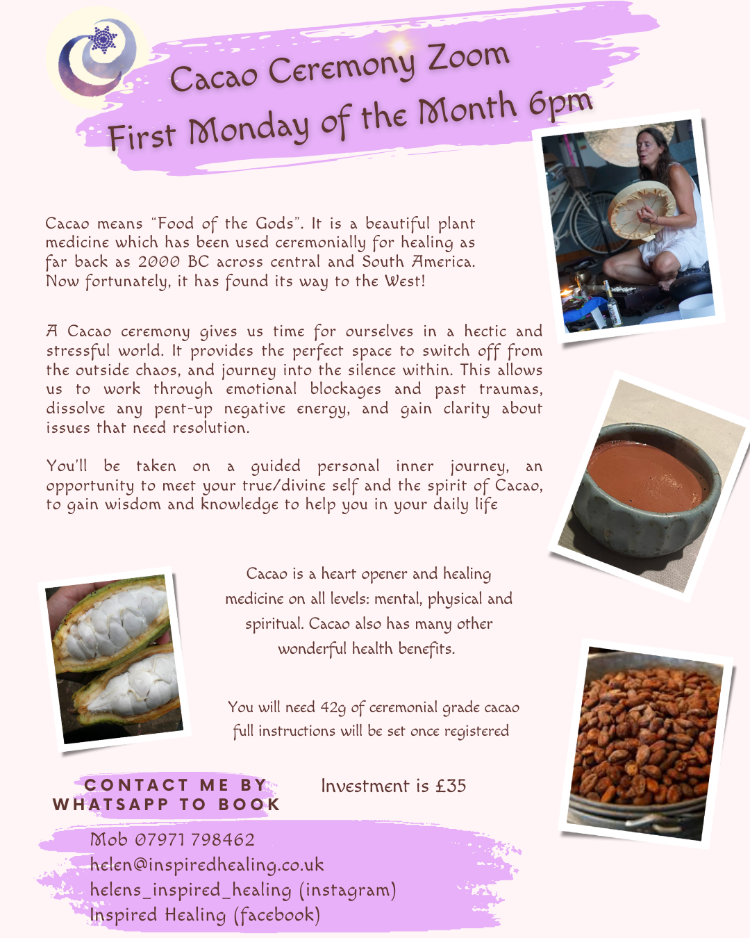 Cacao Ceremony Zoom — Inspired Healing