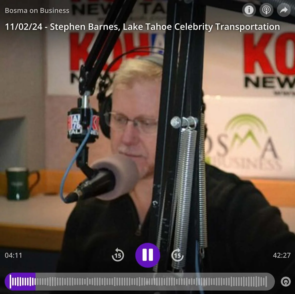 Stephen Barnes on Bosma on Business! — Lake Tahoe Celebrity Transportation