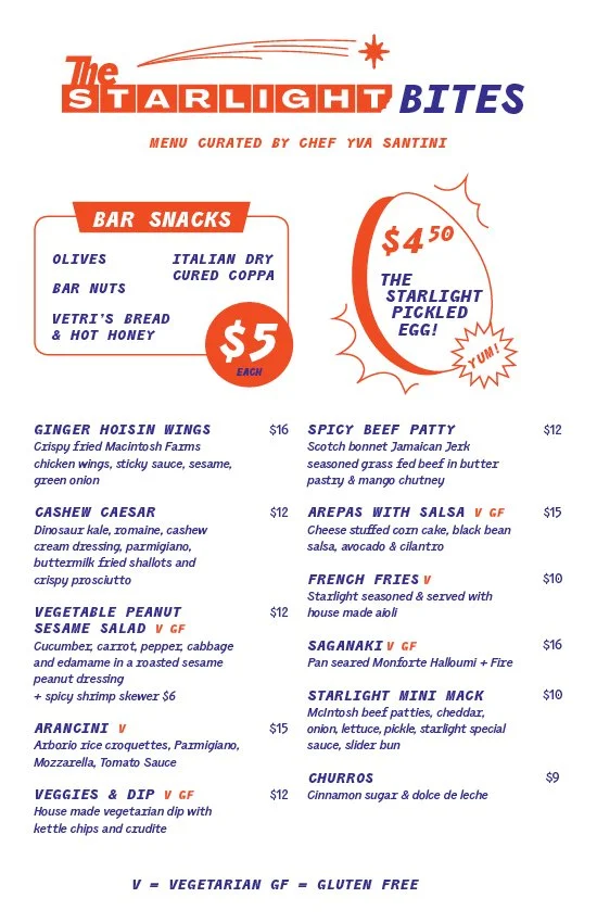 Delicious Snacks & Small Plates Menu — The Starlight