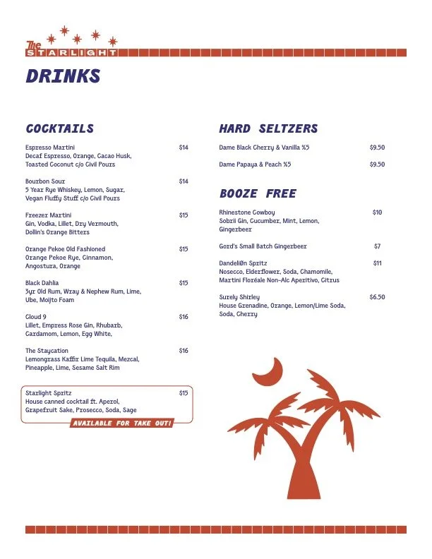 Refreshing Cocktails & Beverage Selection — The Starlight
