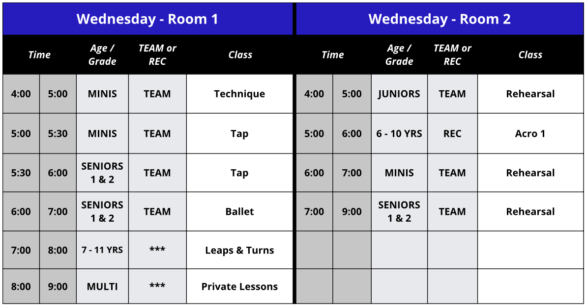 Calendar & Classes — Inspire Performing Arts Company
