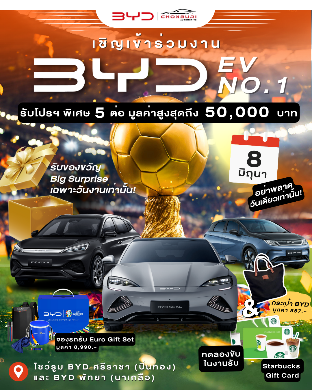 📣 ชาวชลบุรี เตรียมตัวให้พร้อม! พบกับงาน "BYD EV No.1" ฉลองส่งมอบกว่า 50,000 คันในประเทศไทย — BYD ...
