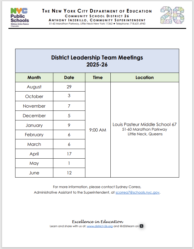 District Leadership Team — District 26