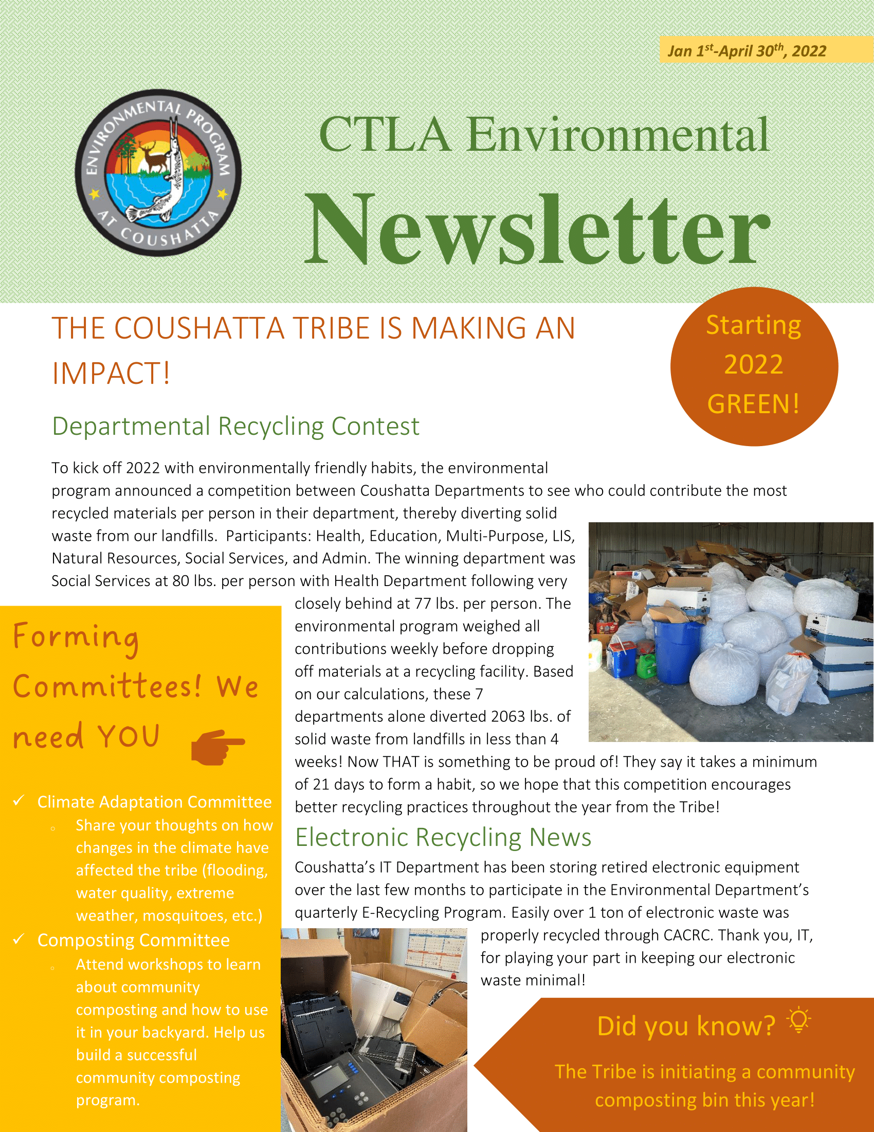 Newsletters — Coushatta Environmental Program