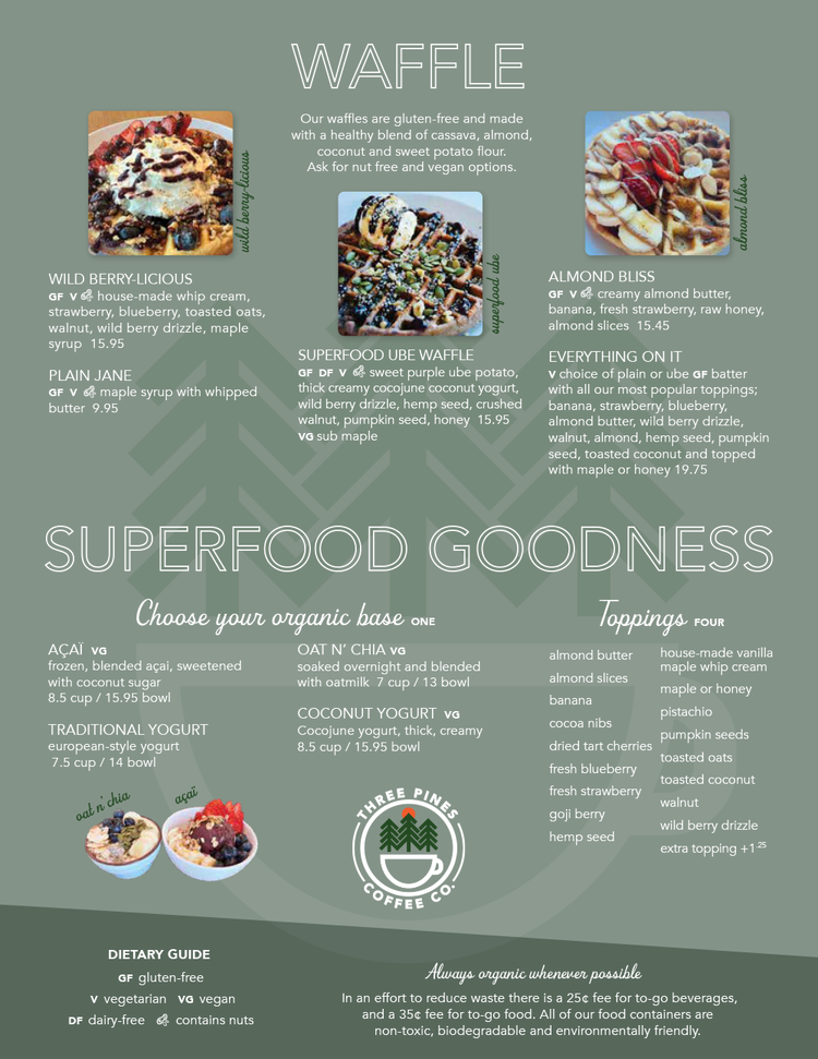Our Menu — Three Pines Coffee Company | Life is too precious to drink ...