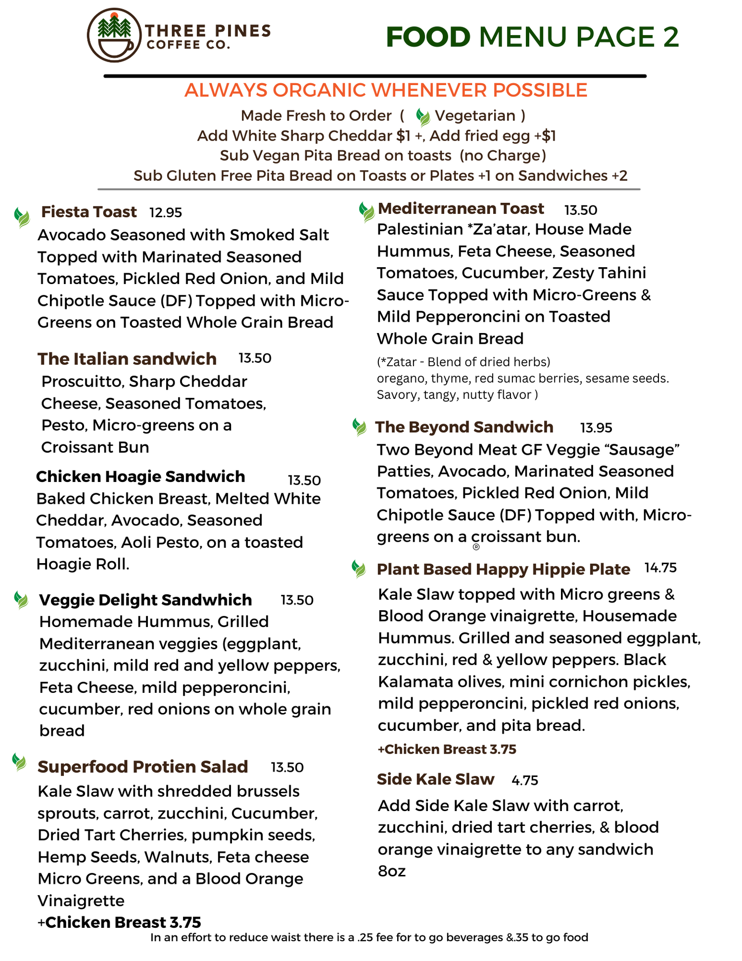 Our Menu — Three Pines Coffee Company | Life is too precious to drink ...