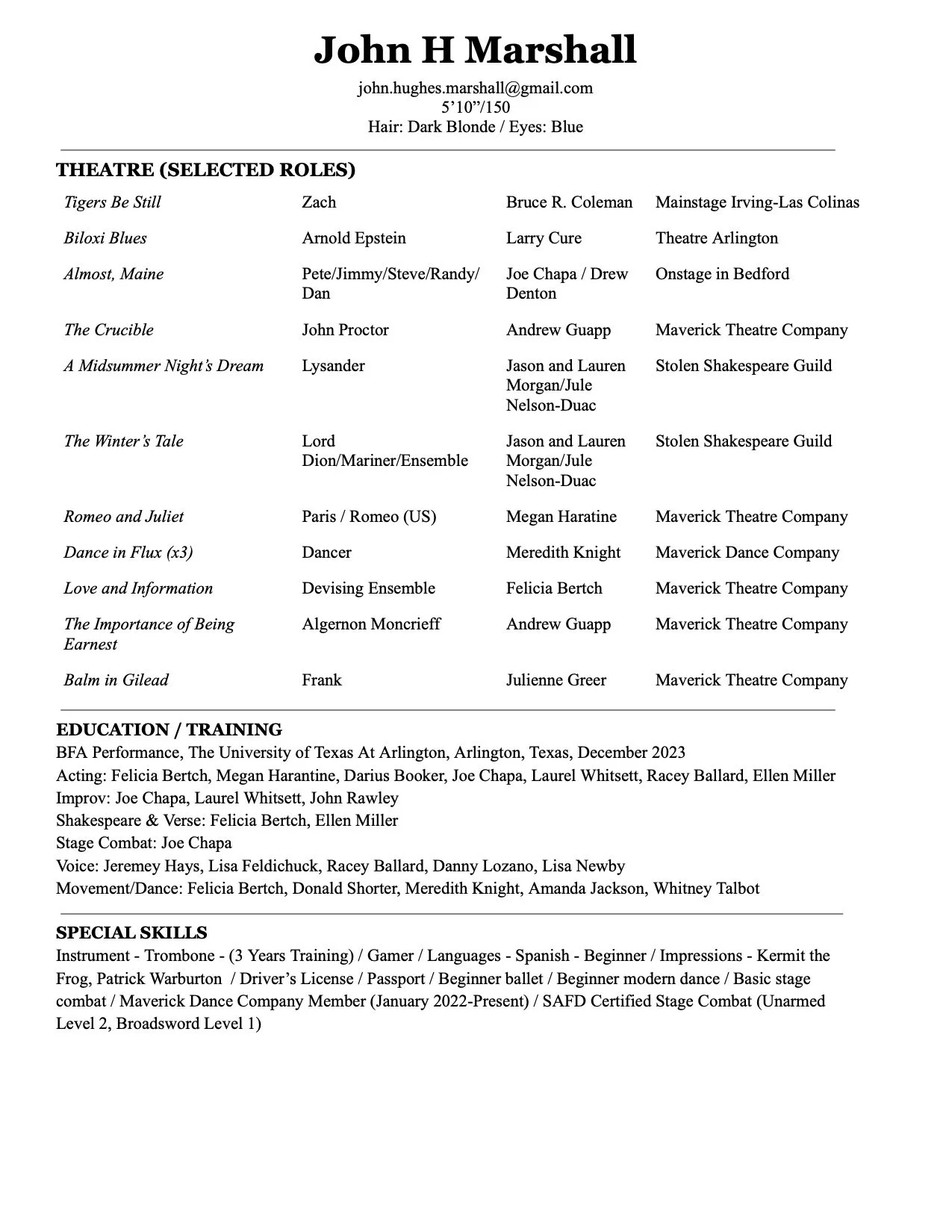 Headshot/Resume — John H. Marshall