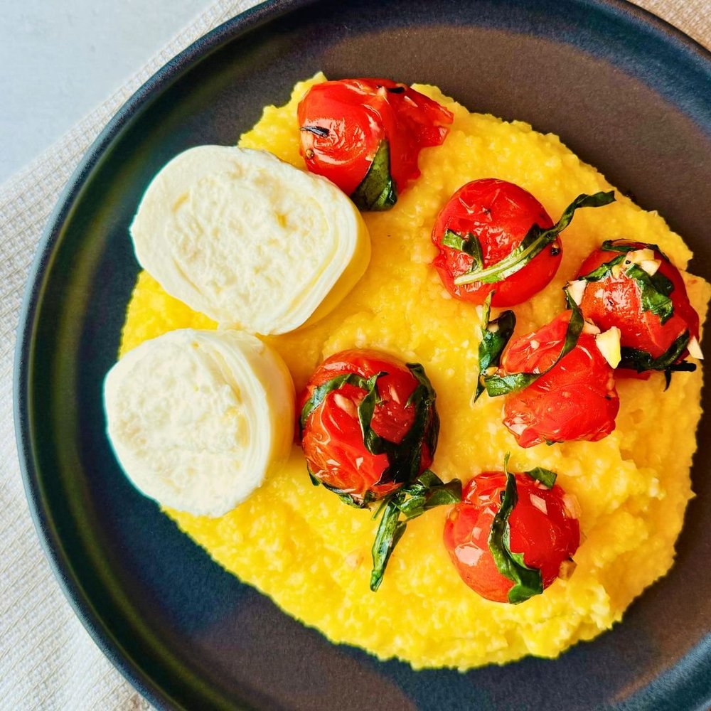 Easy & Luxurious Cheesy, Creamy Polenta with Roasted Tomatoes and ...