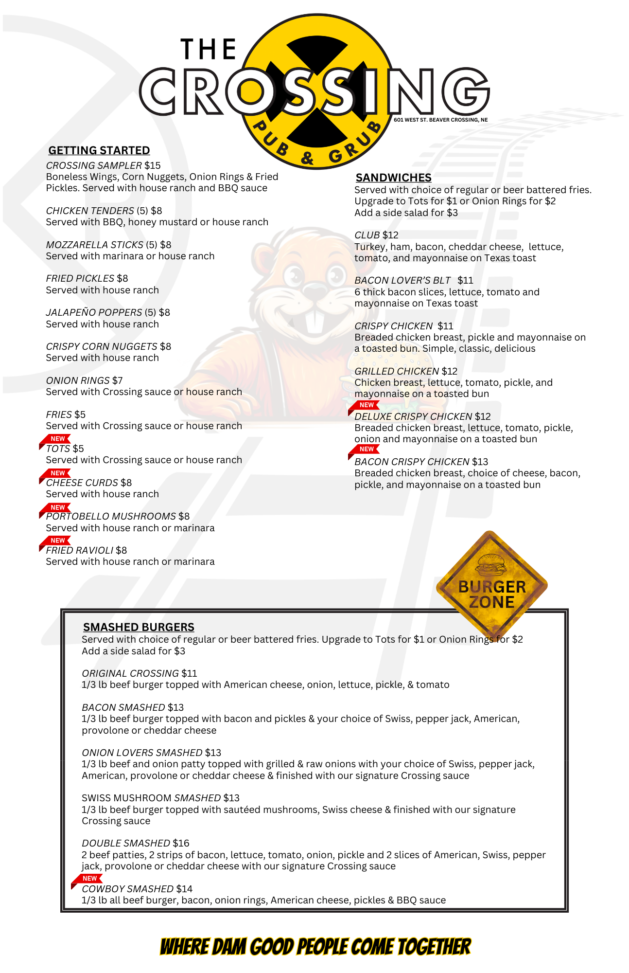 Menu — The Crossing Pub and Grub