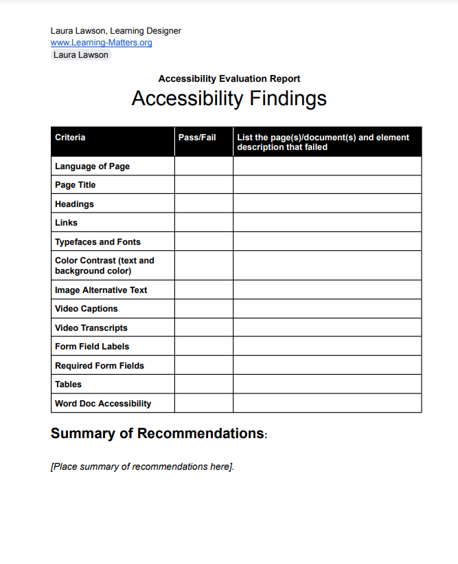 How-to Guide: Accessibility Evaluation — LearningMatters, LLC ...