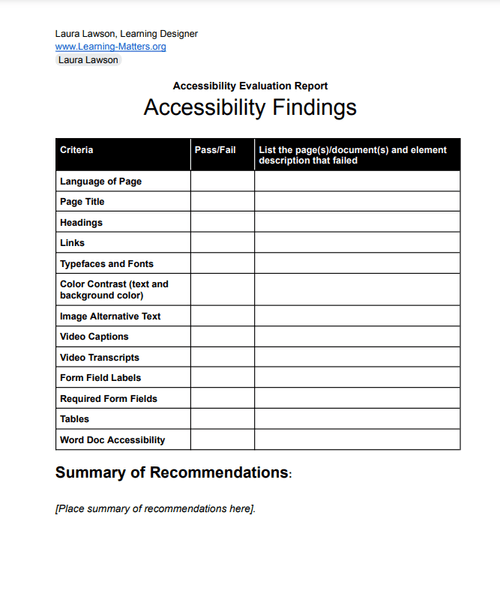 How-to Guide: Accessibility Evaluation — LearningMatters, LLC ...
