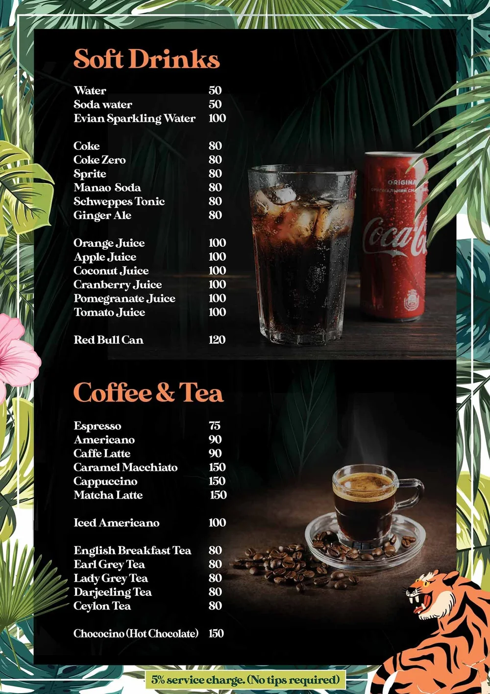 Menu & Drinks — The Laughing Tiger