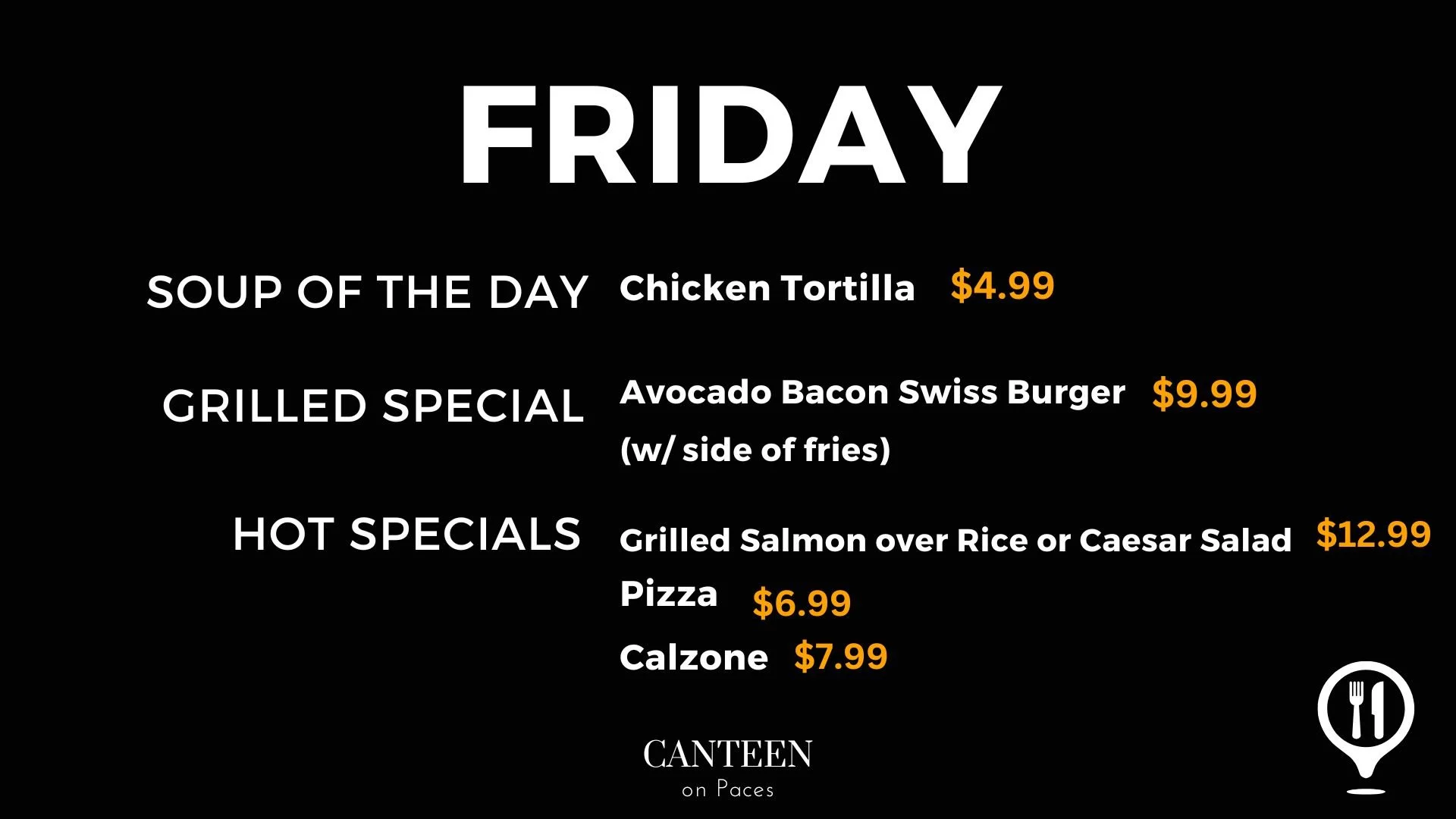 Menu — Canteen on paces