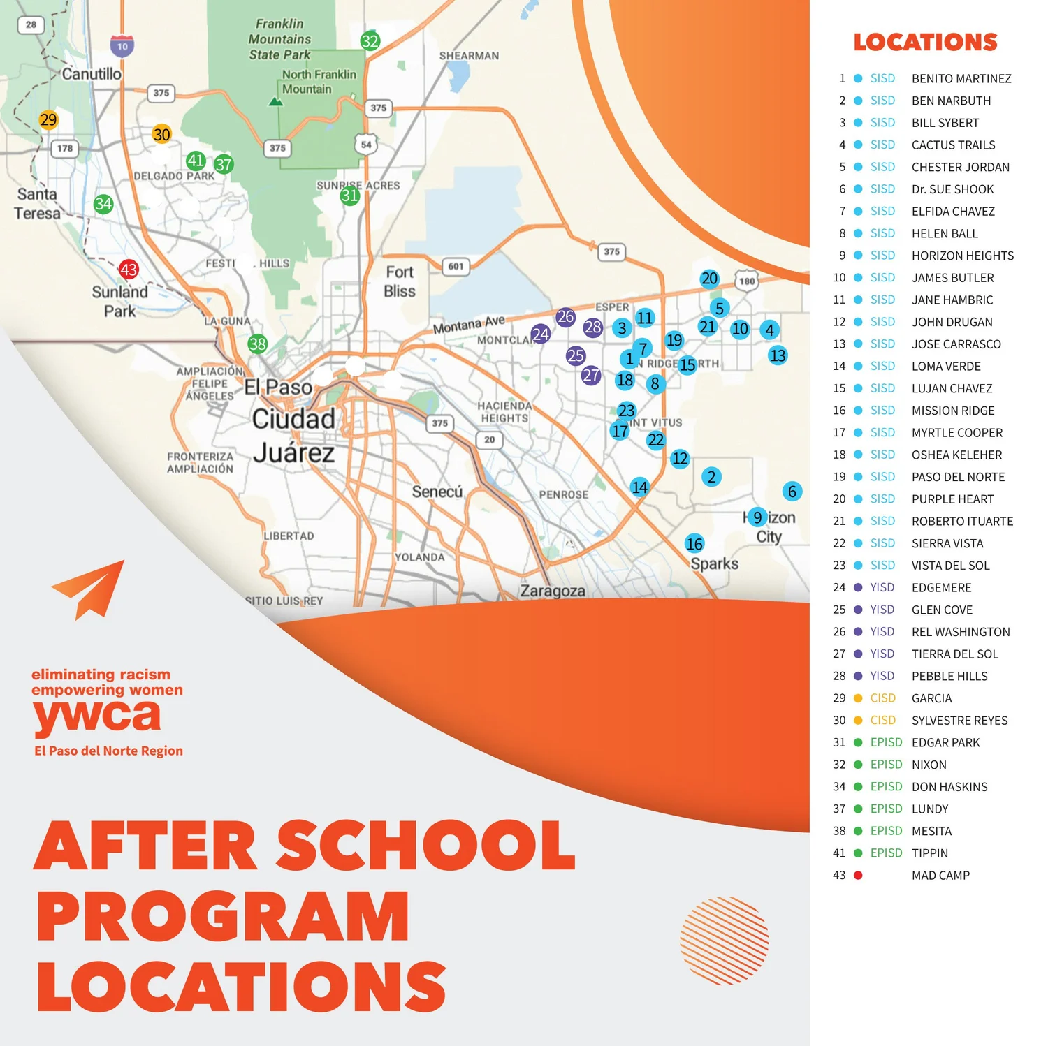 After School Locations — YWCA El Paso