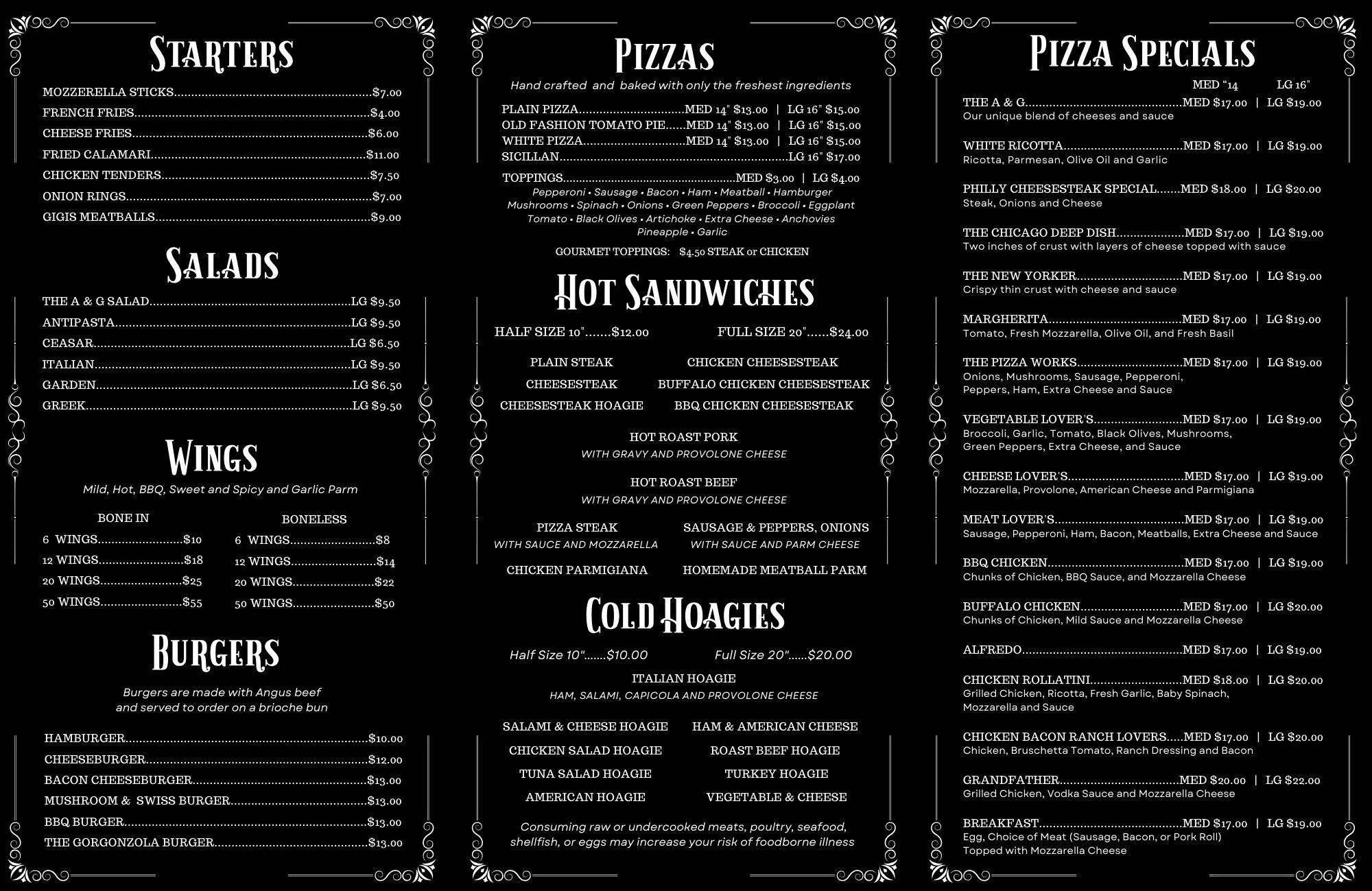 Menu — Fresh Baked Stone Pizza