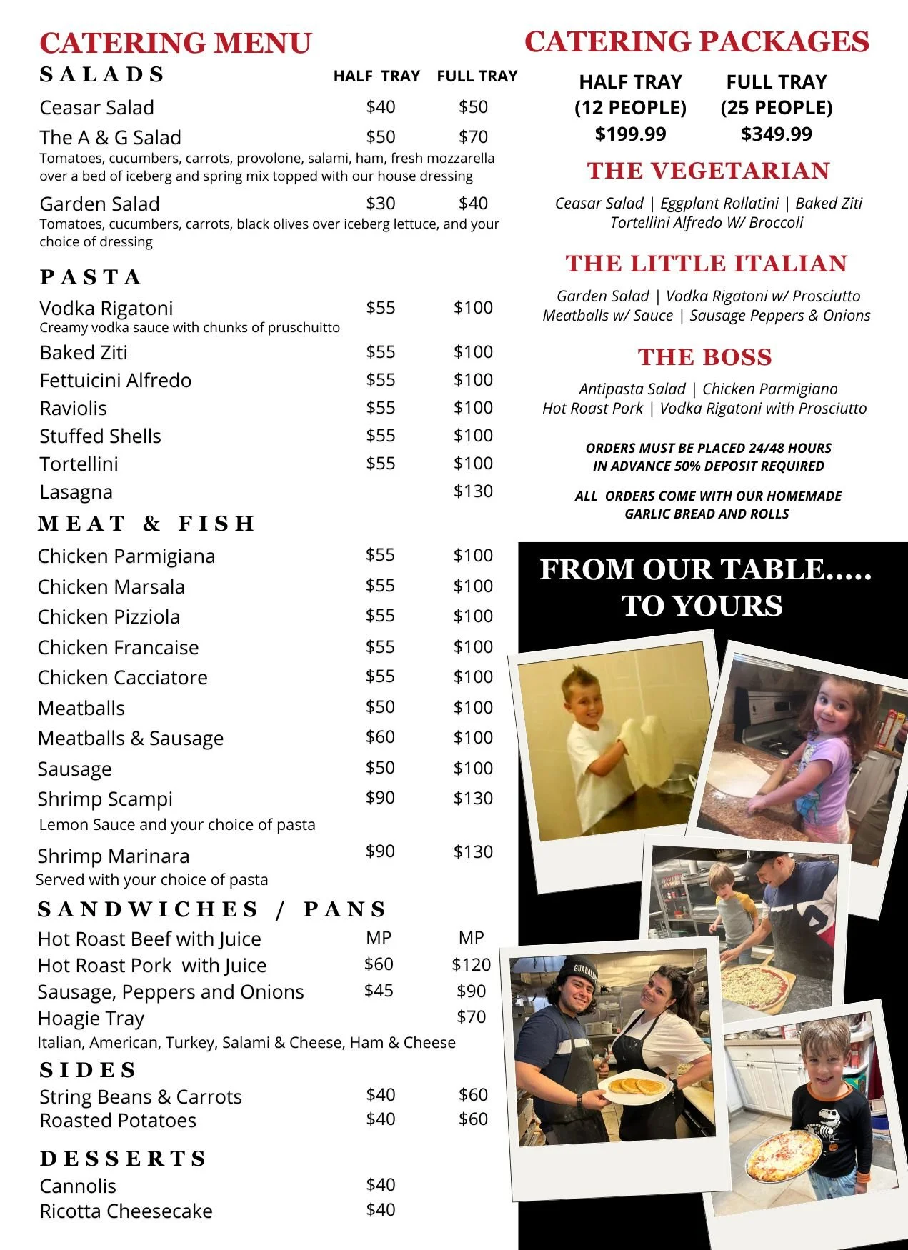 Menu — Fresh Baked Stone Pizza