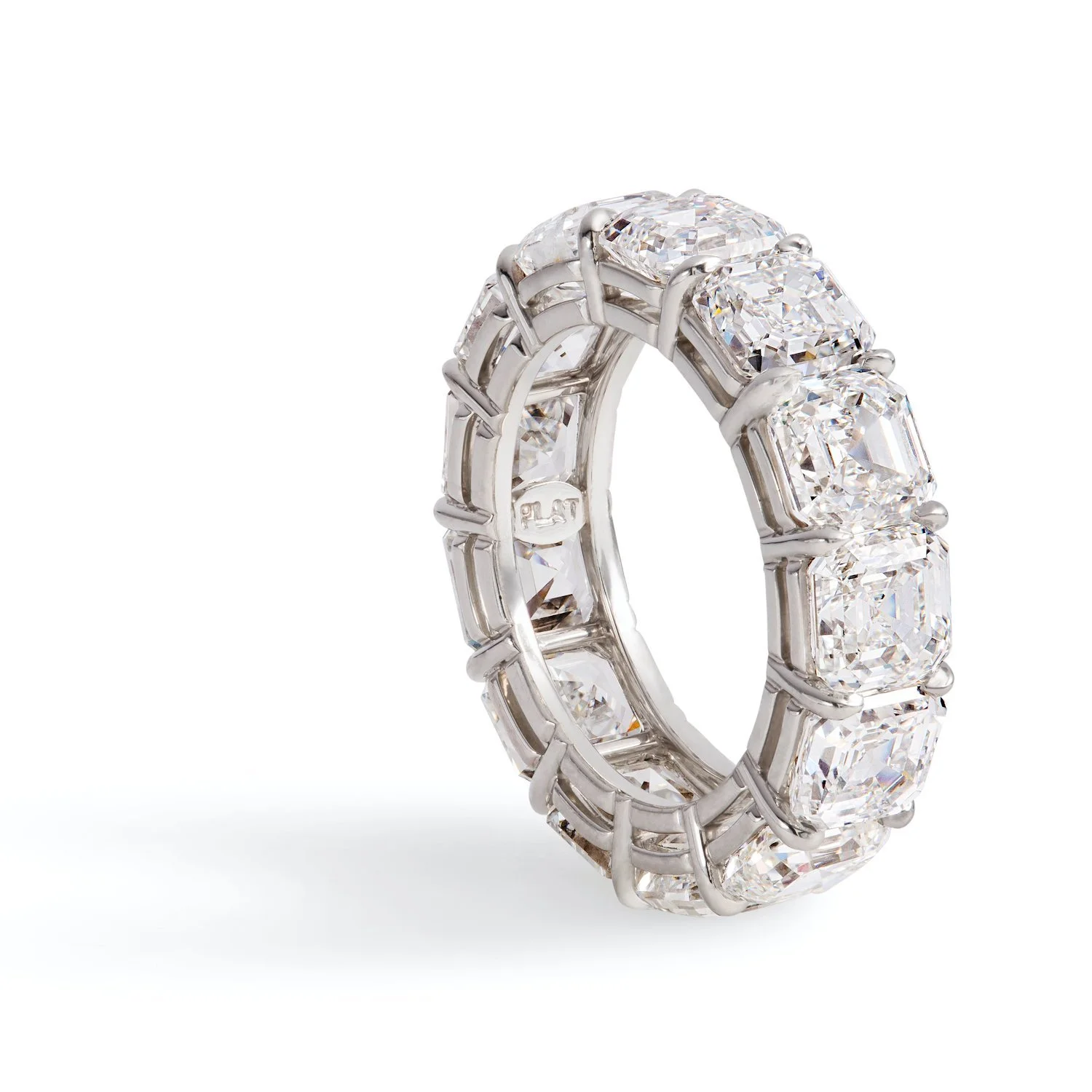 Platinum emerald cut diamond eternity band 3.75ctw — R.T. Jewelers