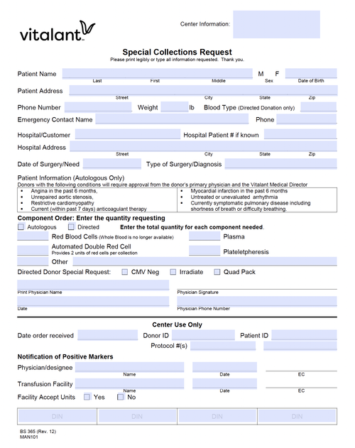Directed Donation Order Forms — Safe Blood Donations & Transfusions ...