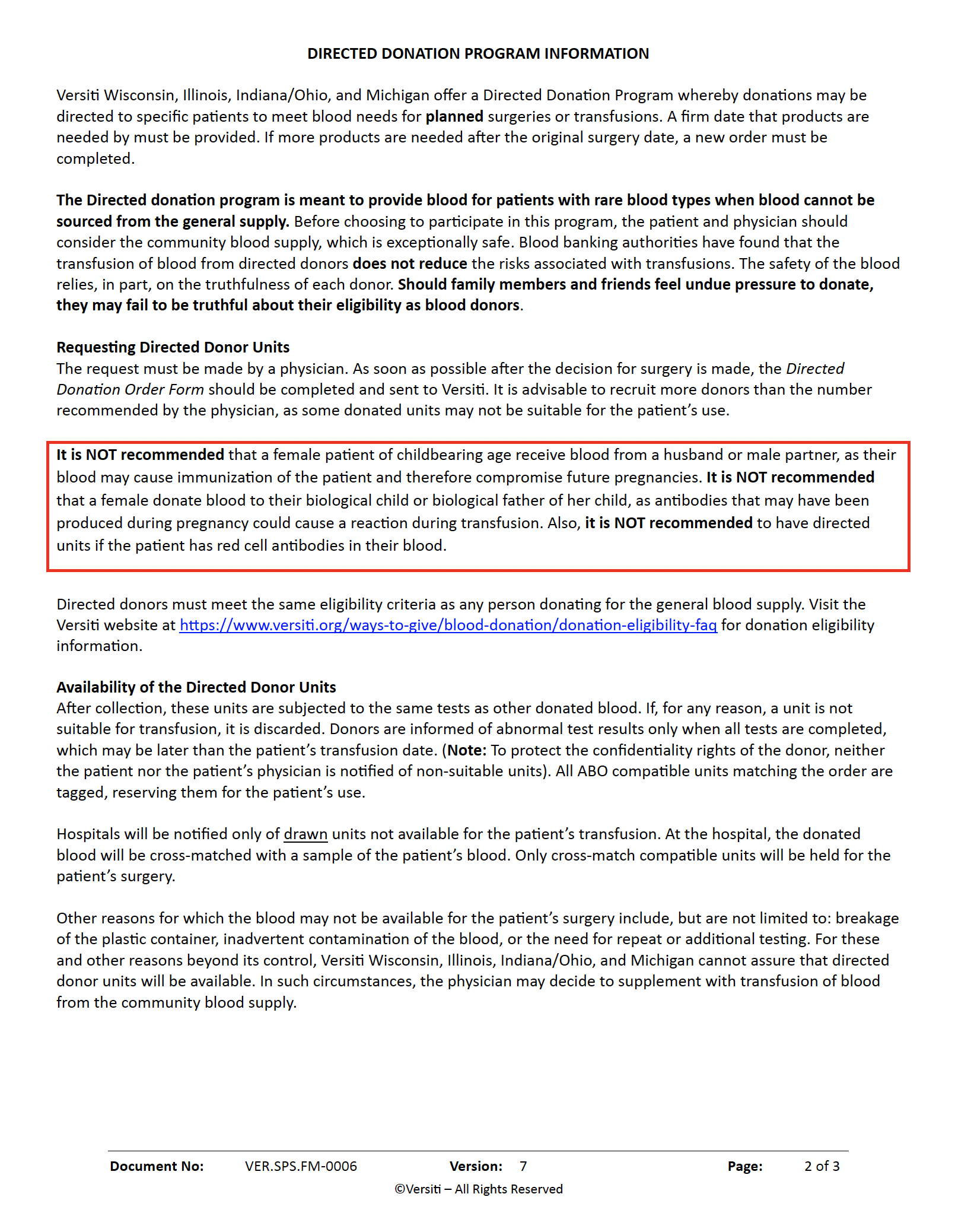 Directed Donation Order Forms — Safe Blood Donations & Transfusions ...