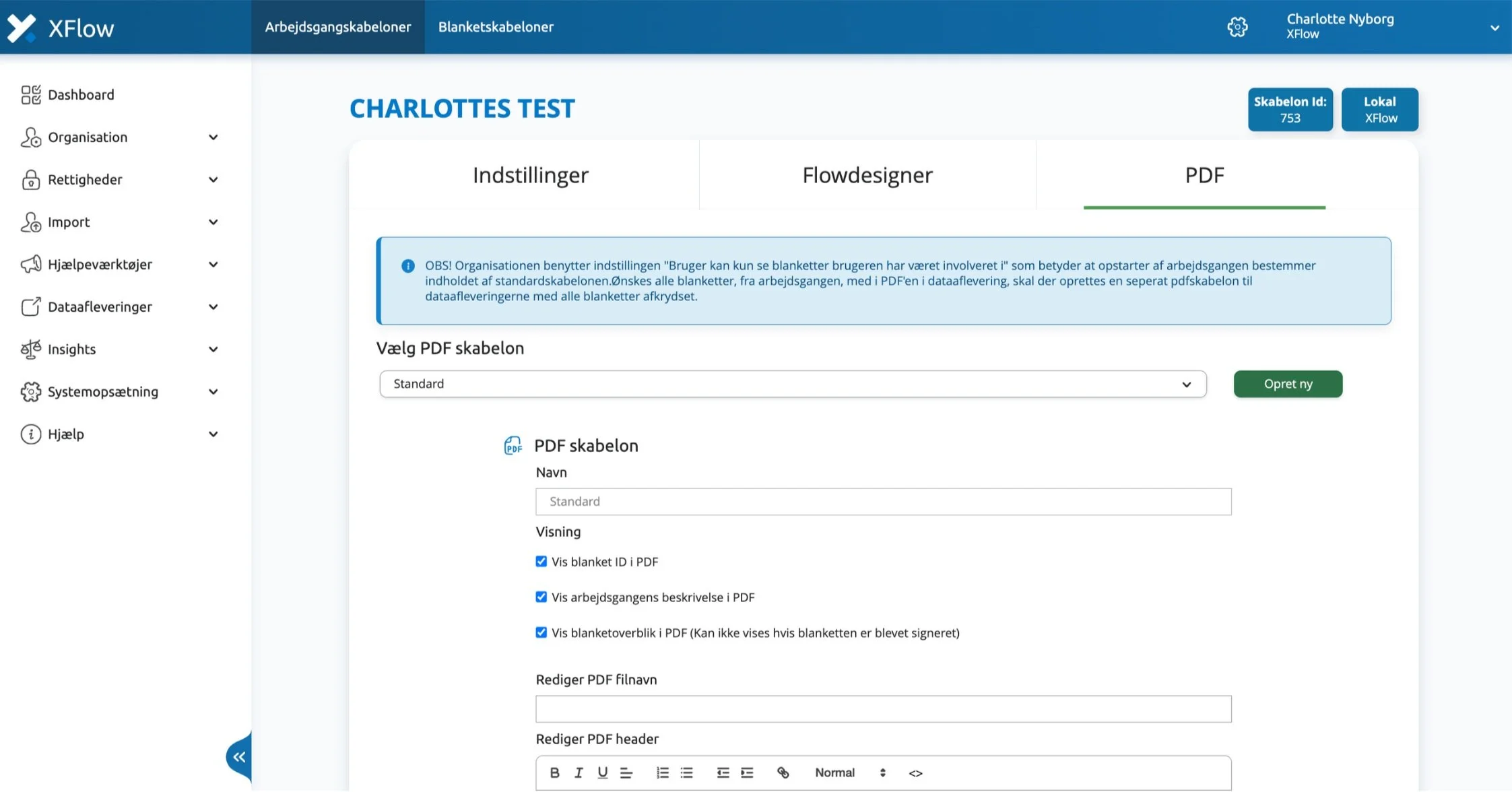 BM: Opsætning af PDF i Arbejdsgangsskabeloner — XFlow Support