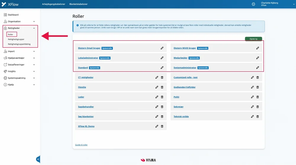 Roller og rettigheder — XFlow Support
