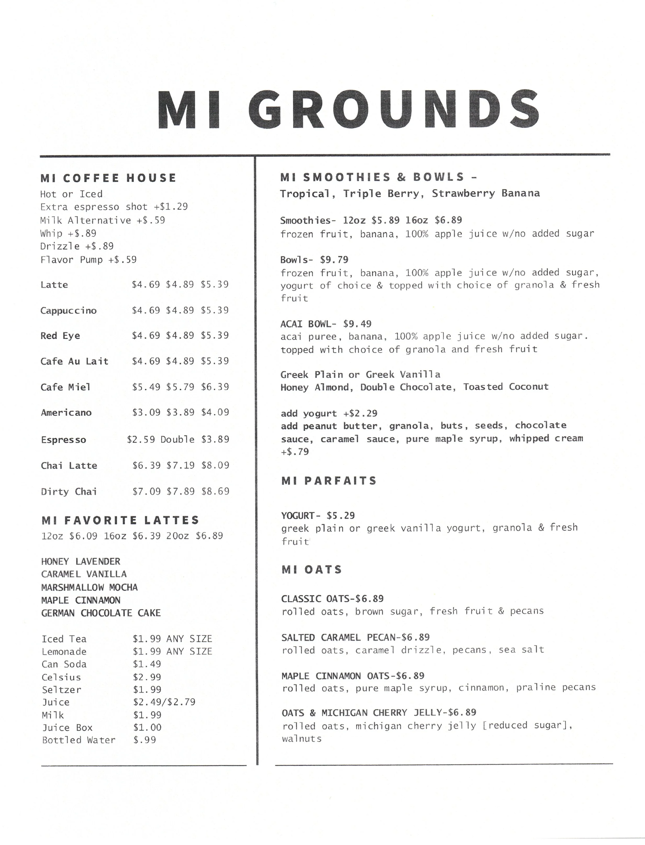 Menu 1 — MI GROUNDS