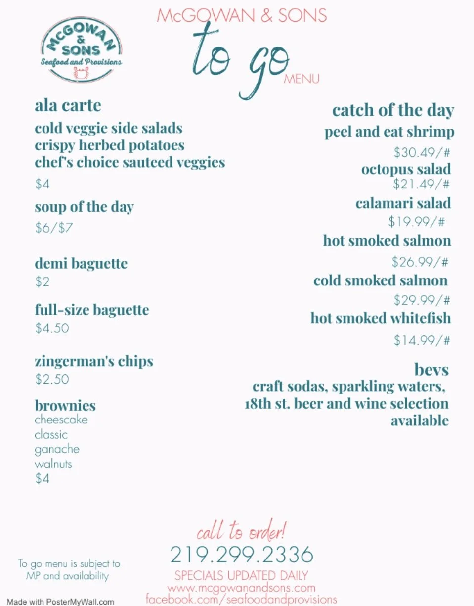 Specials & To Go — McGowan & Sons