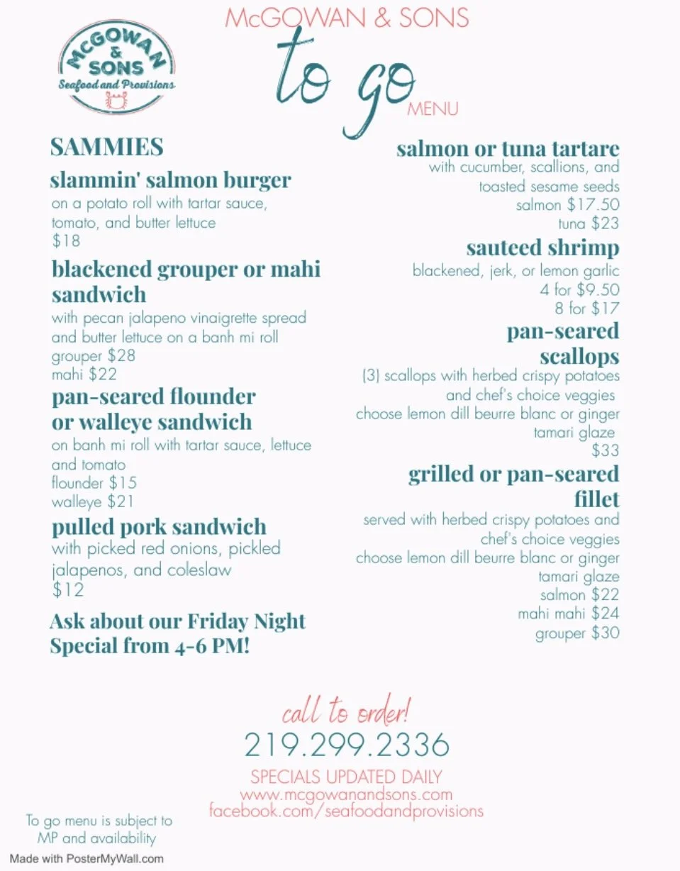 Specials & To Go — McGowan & Sons