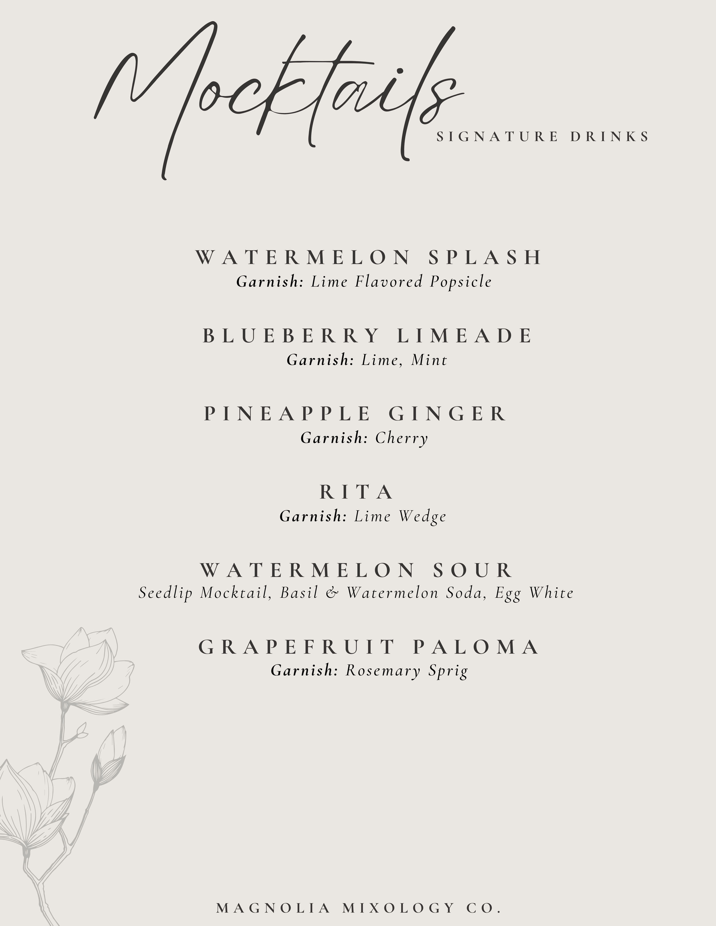 Mocktails — Magnolia Mixology & Planning Co.