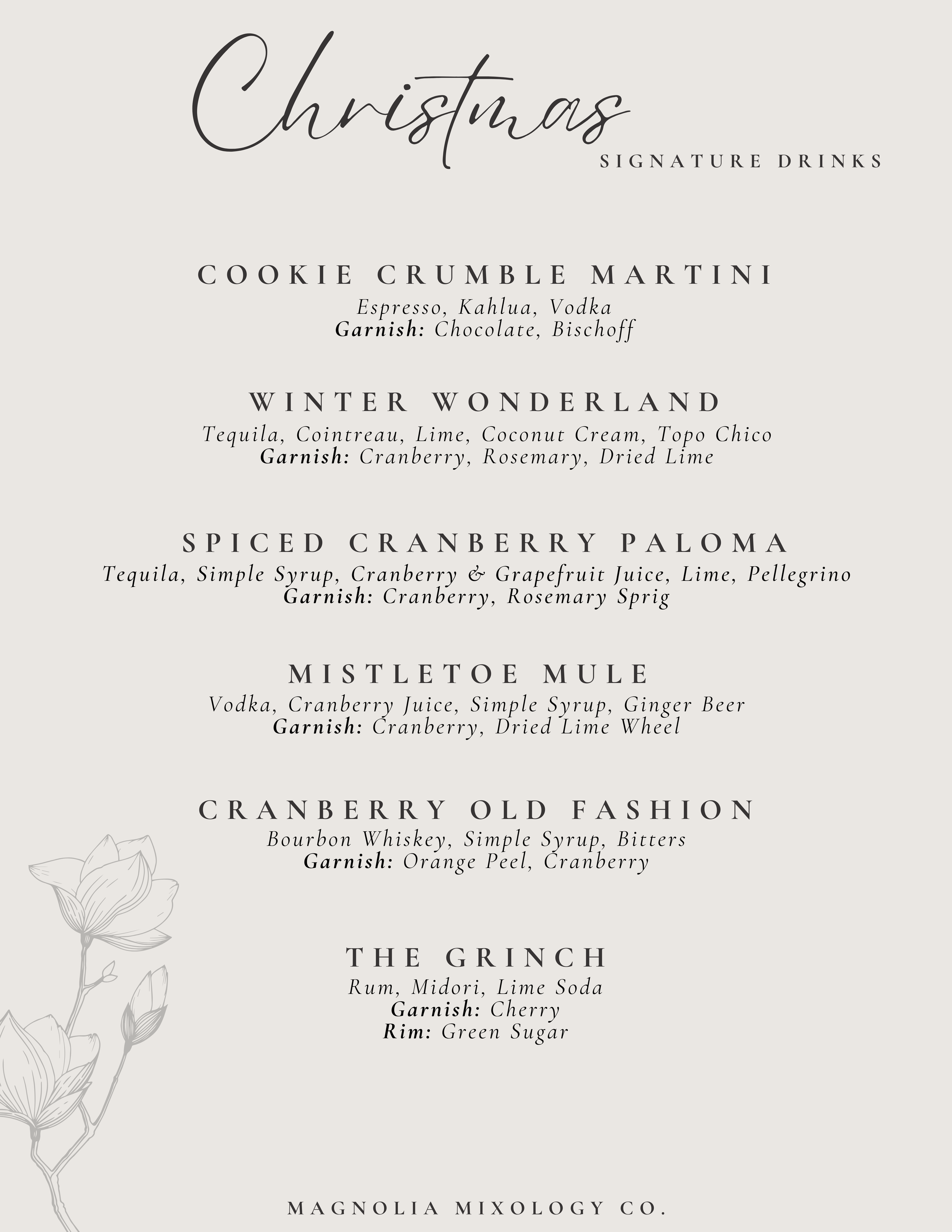 Seasonal Cocktails — Magnolia Mixology & Planning Co.