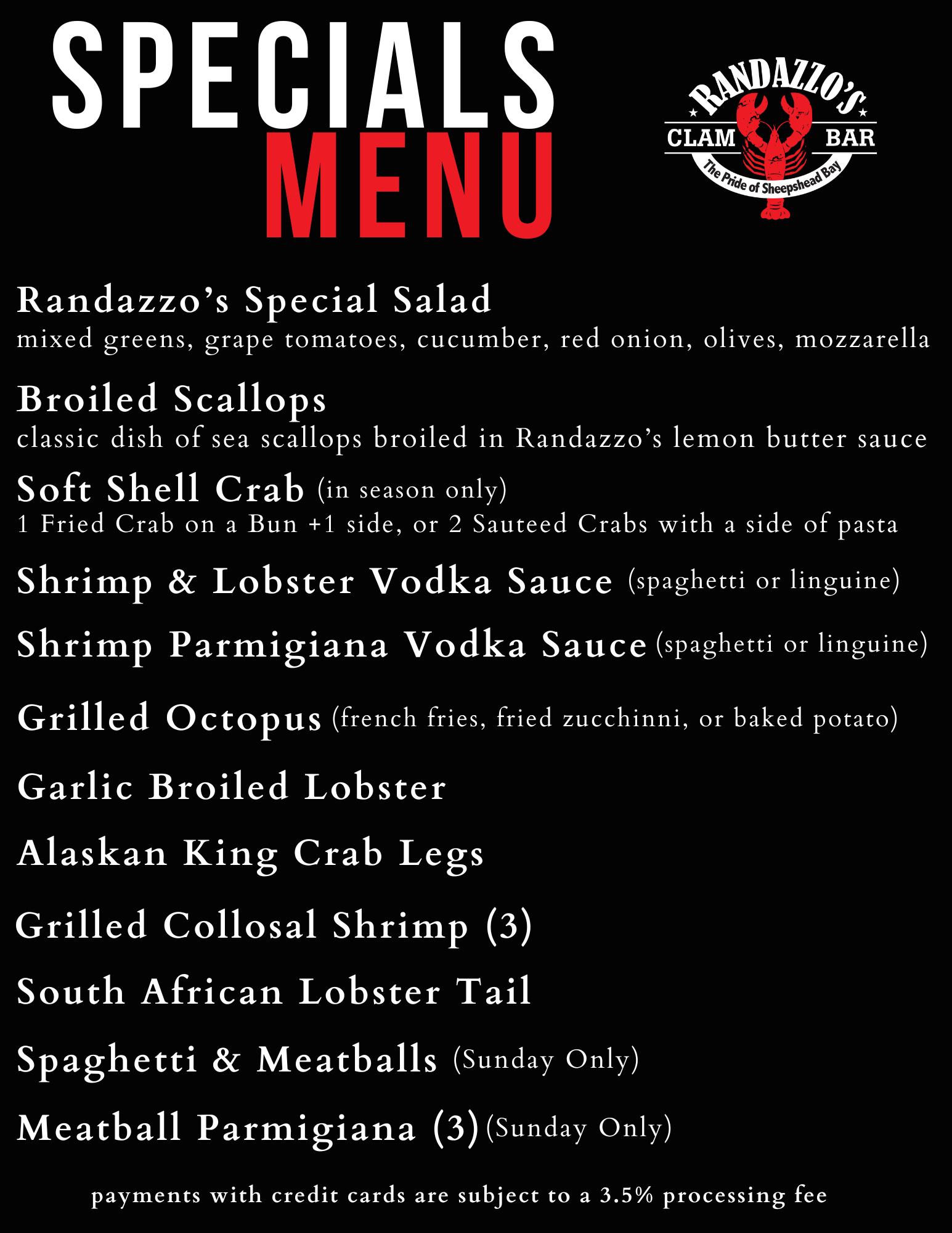 Menu — Randazzo's Clam Bar