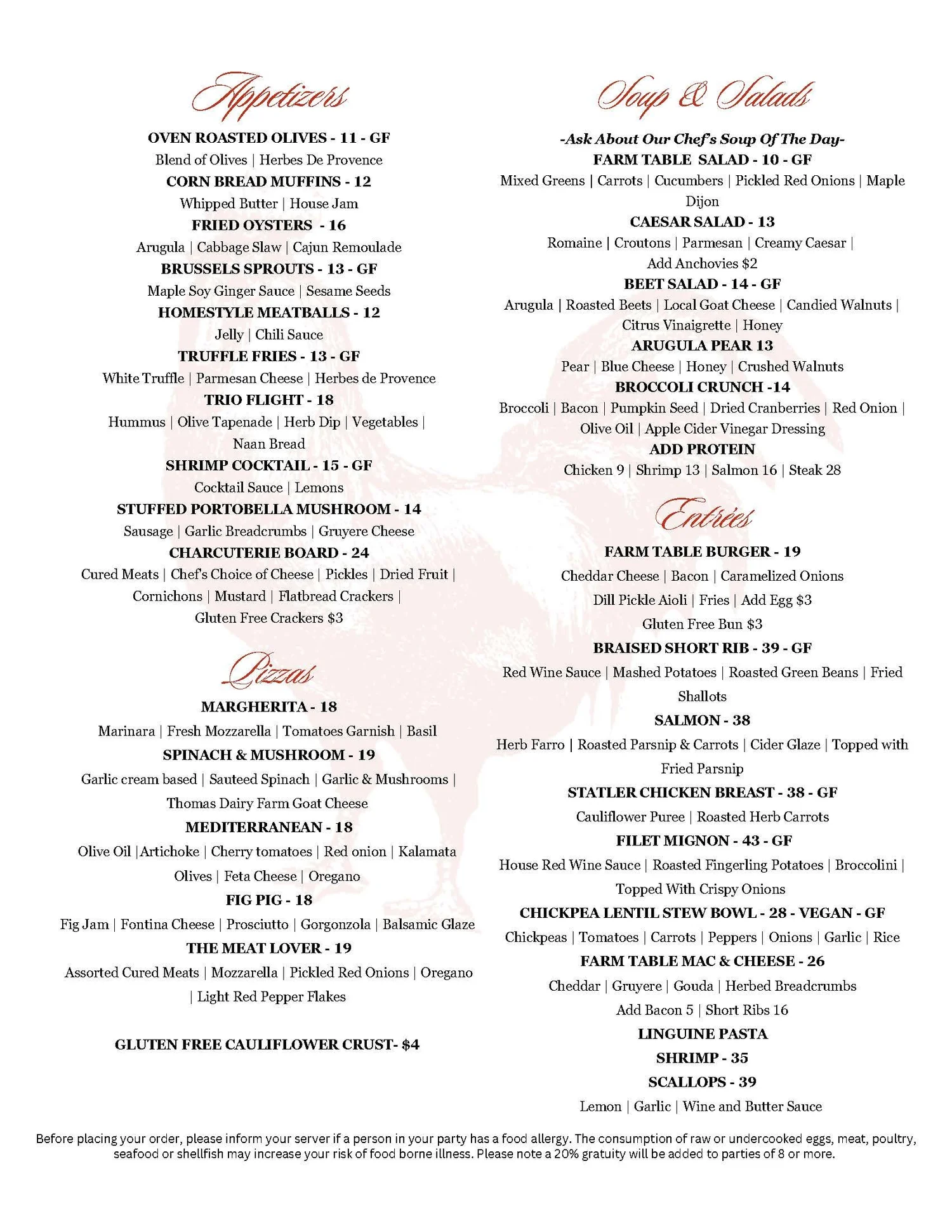 Menu — The Farm Table