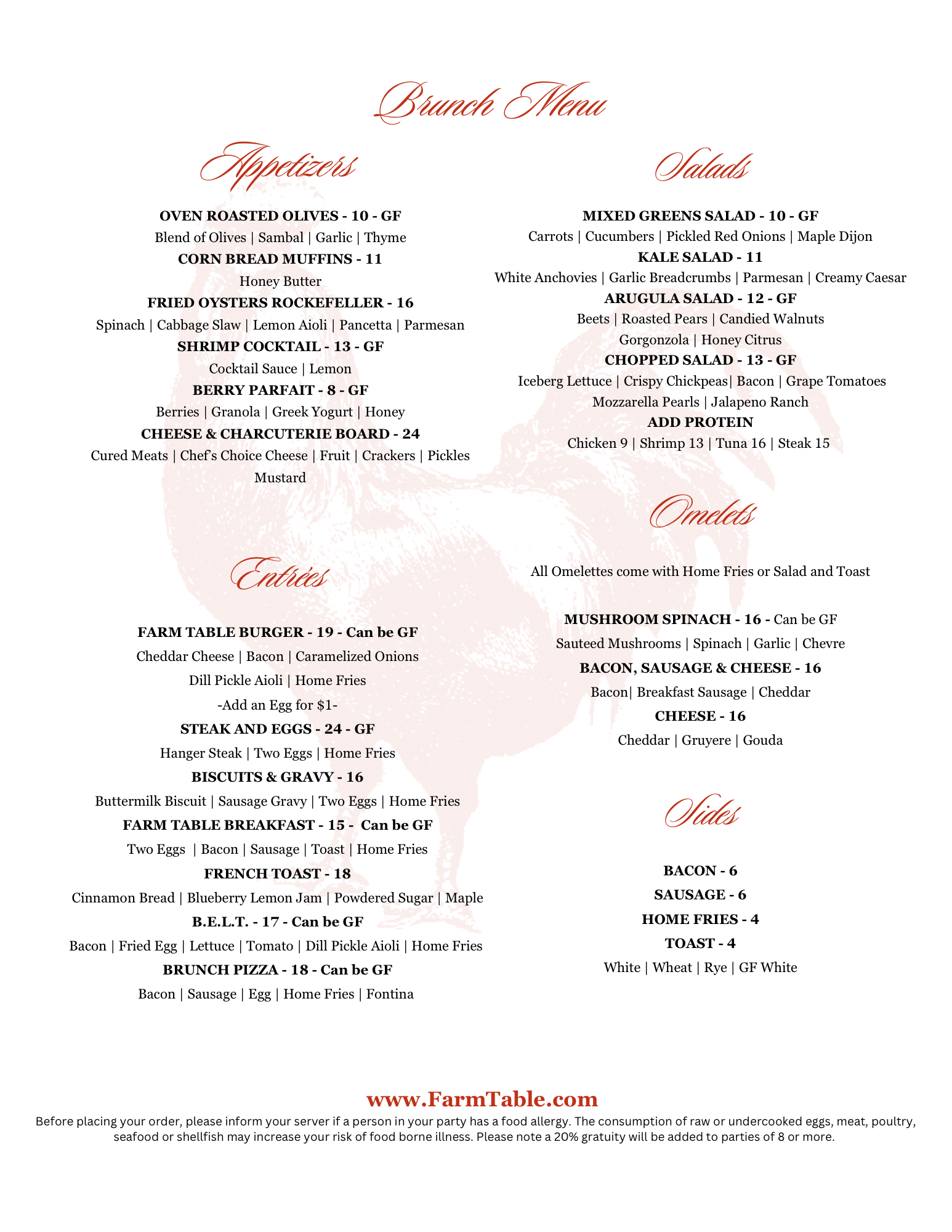 Brunch Menu — The Farm Table