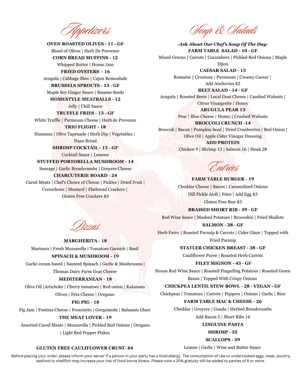 Menu — The Farm Table