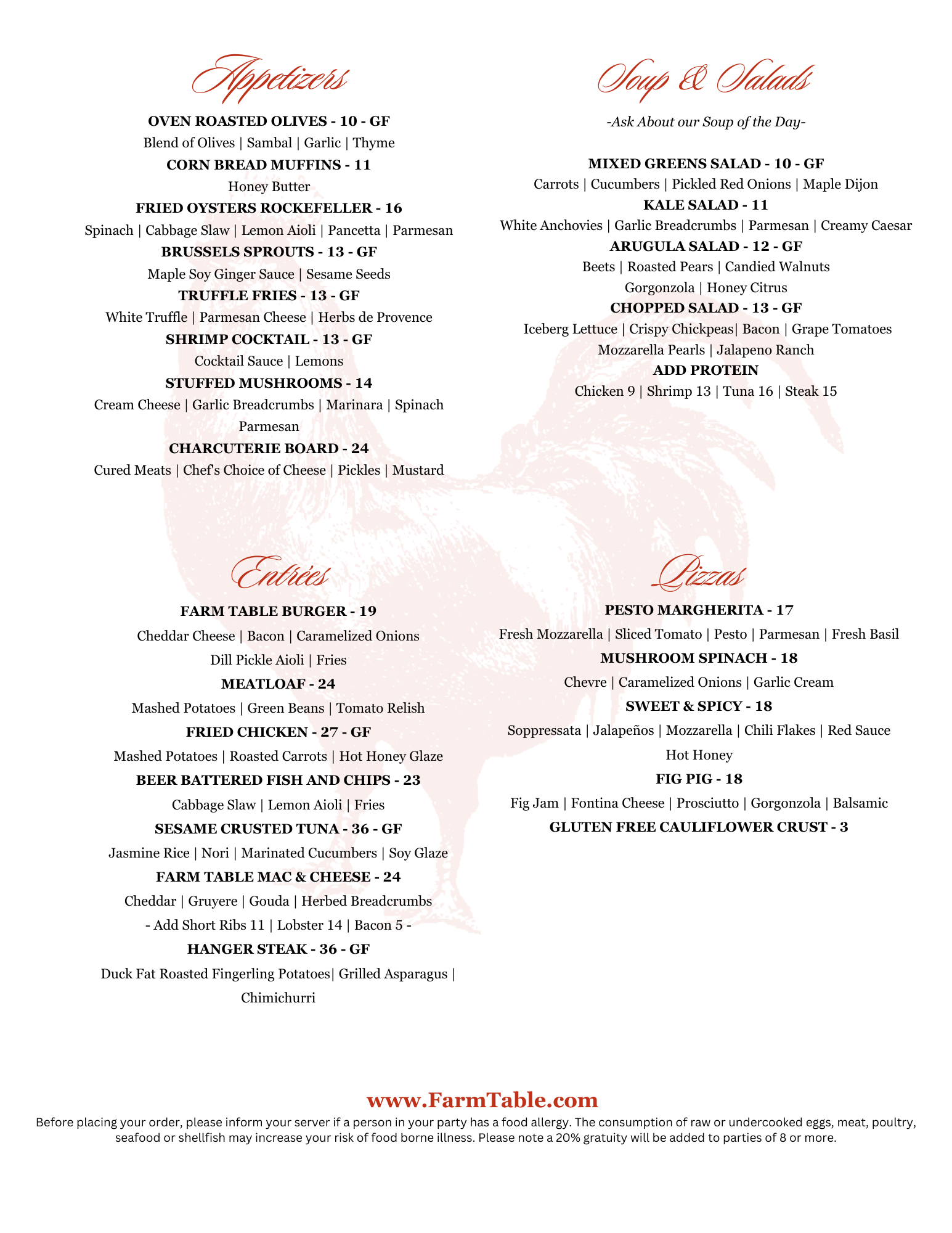 Menu — The Farm Table