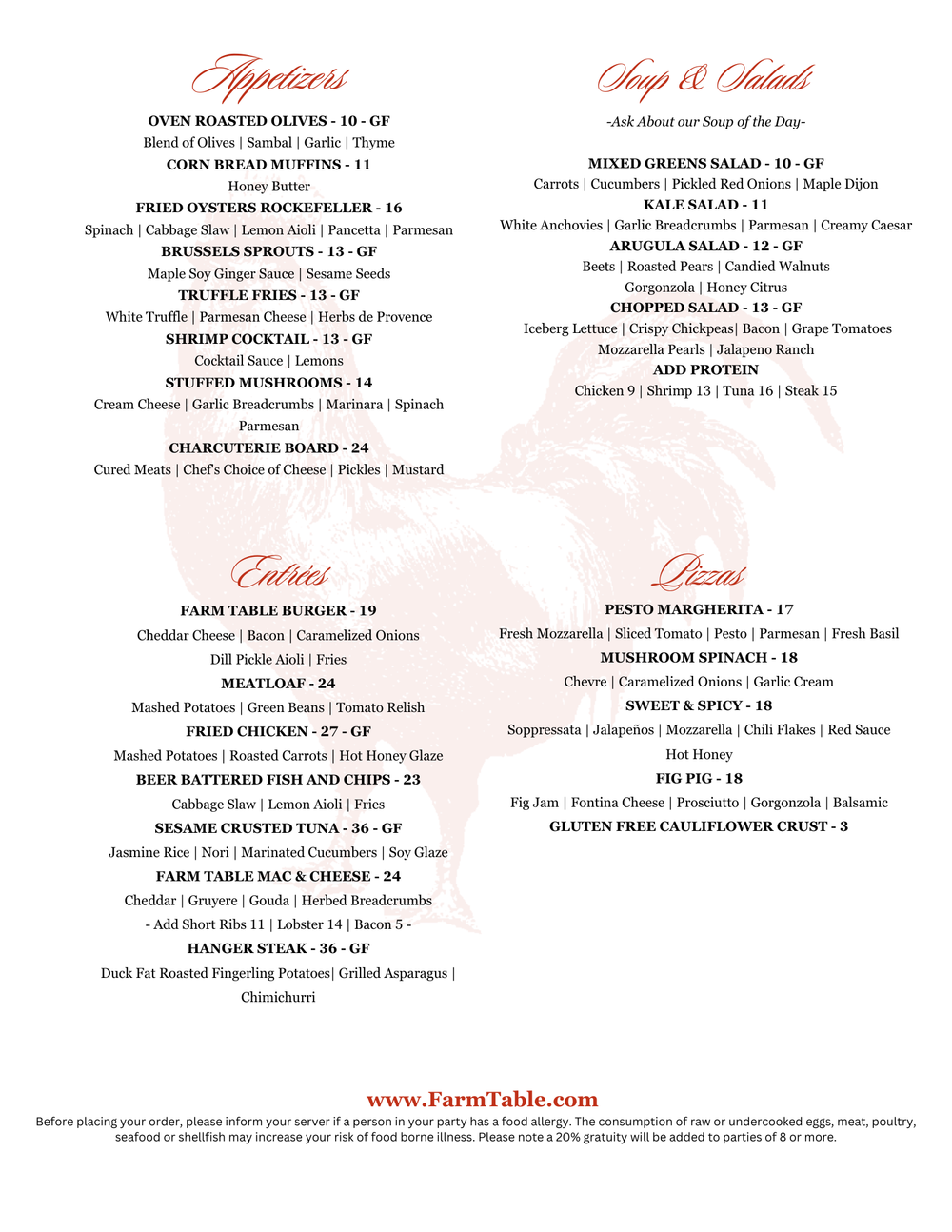 Menu — The Farm Table