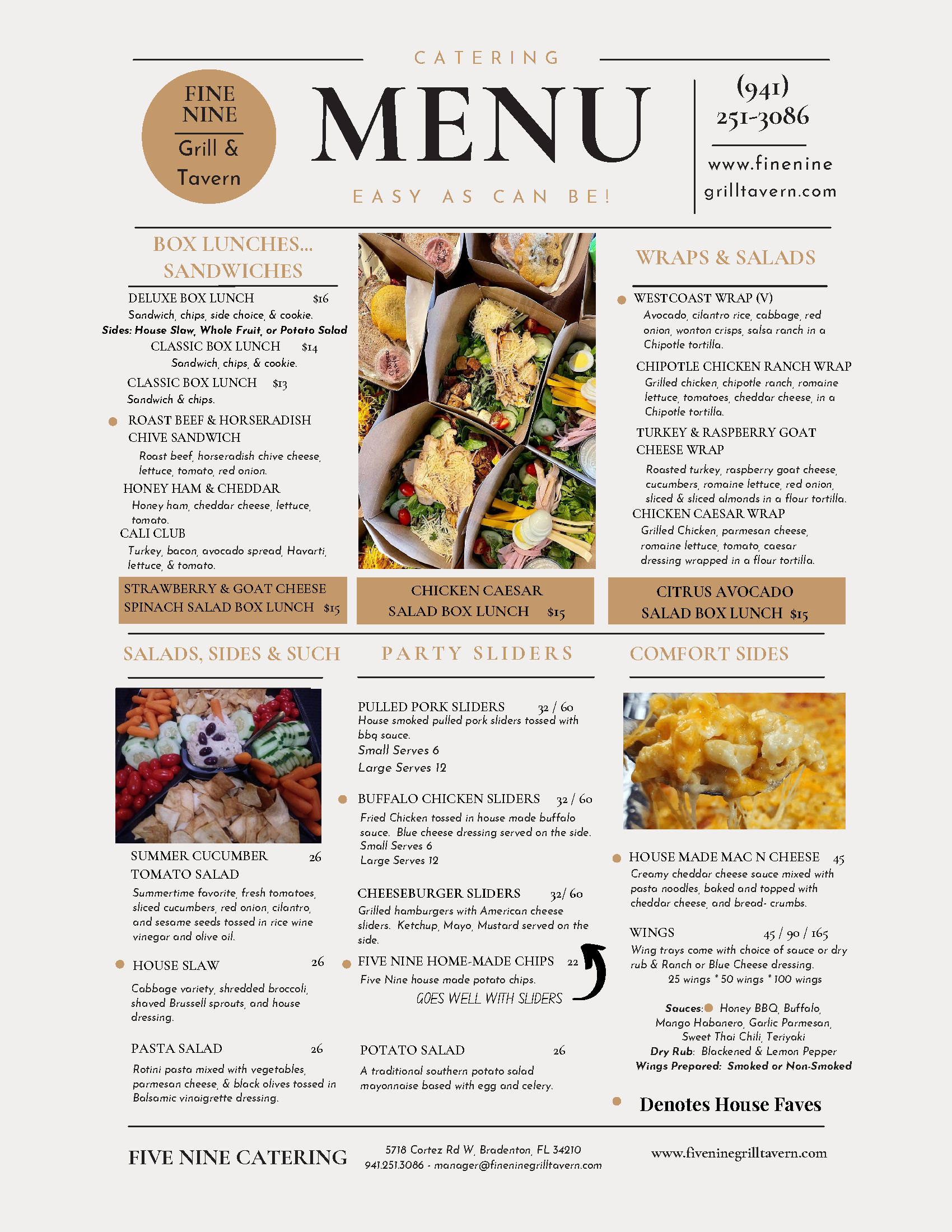 Menu — 59 Tavern